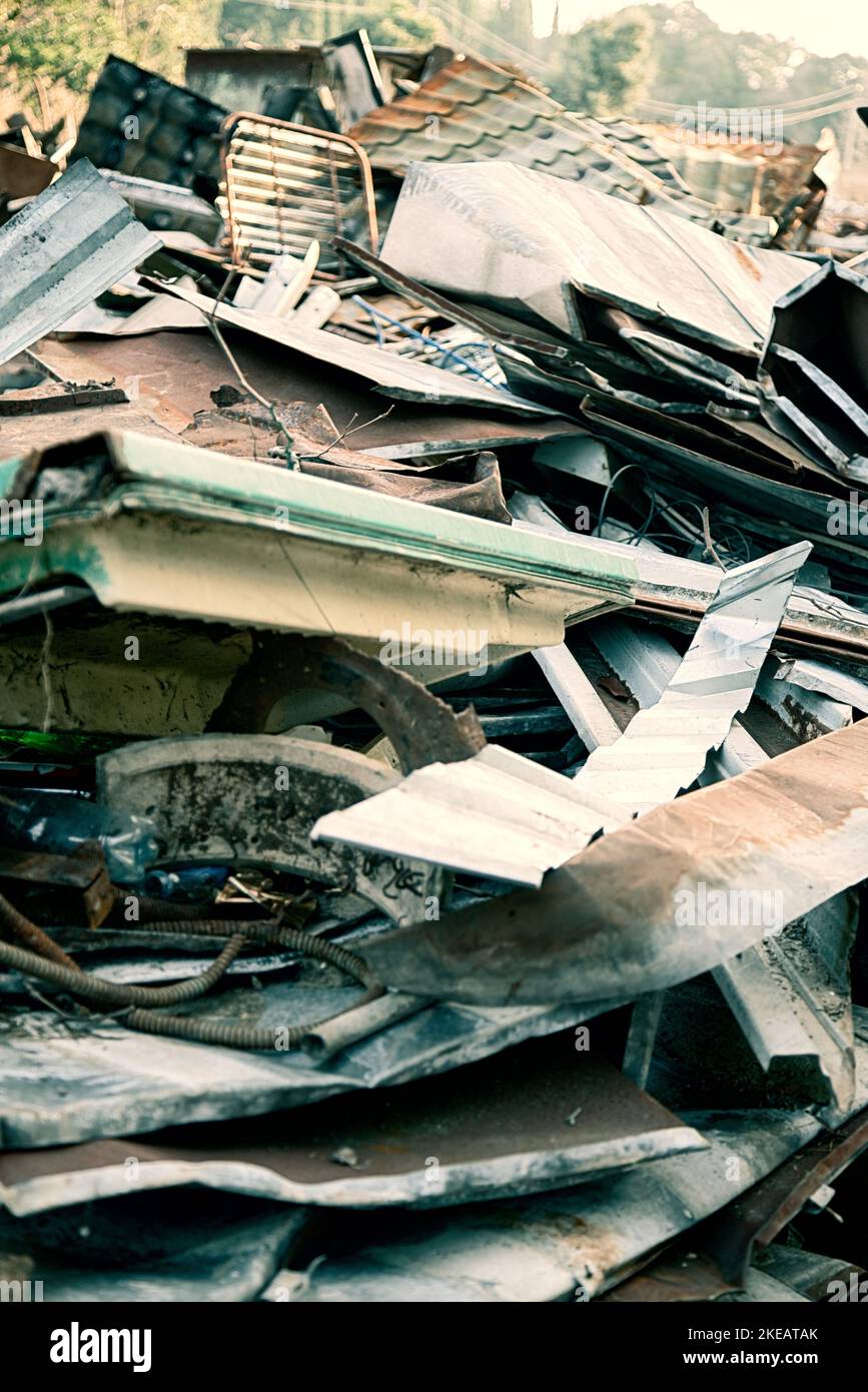The area of emigration, desolation. The remains of household garbage ...