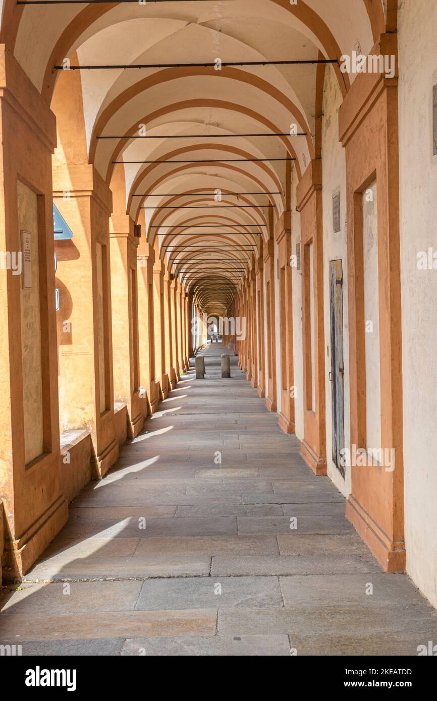 The very long arcades that lead from the center of Bologna to the ...