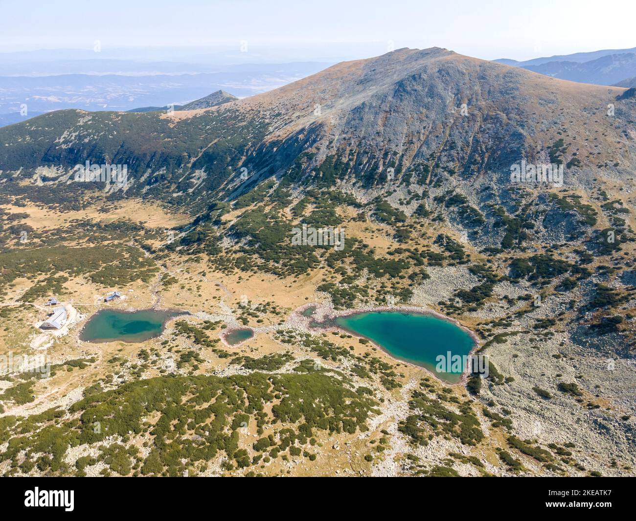 Amazing Aerial view of Rila mountain near Musala peak, Bulgaria Stock ...
