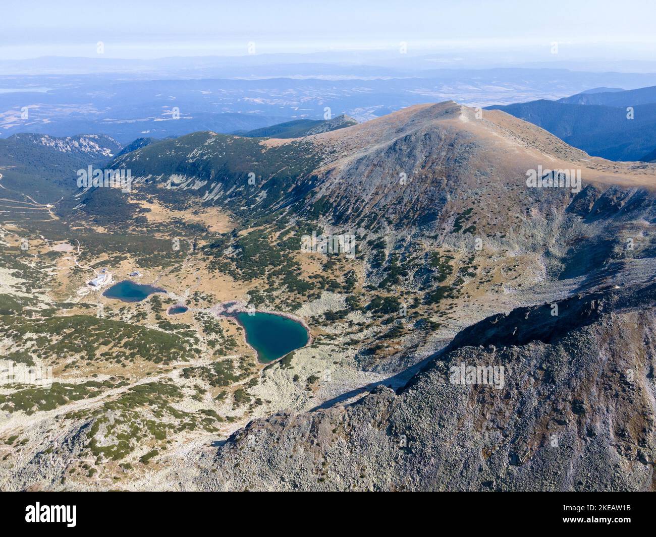 Amazing Aerial view of Rila mountain near Musala peak, Bulgaria Stock ...