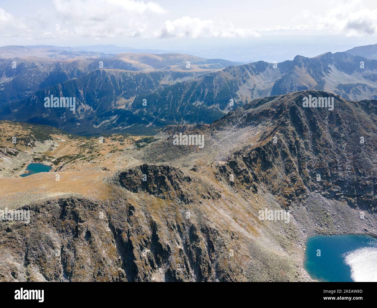 Amazing Aerial view of Rila mountain near Musala peak, Bulgaria Stock ...