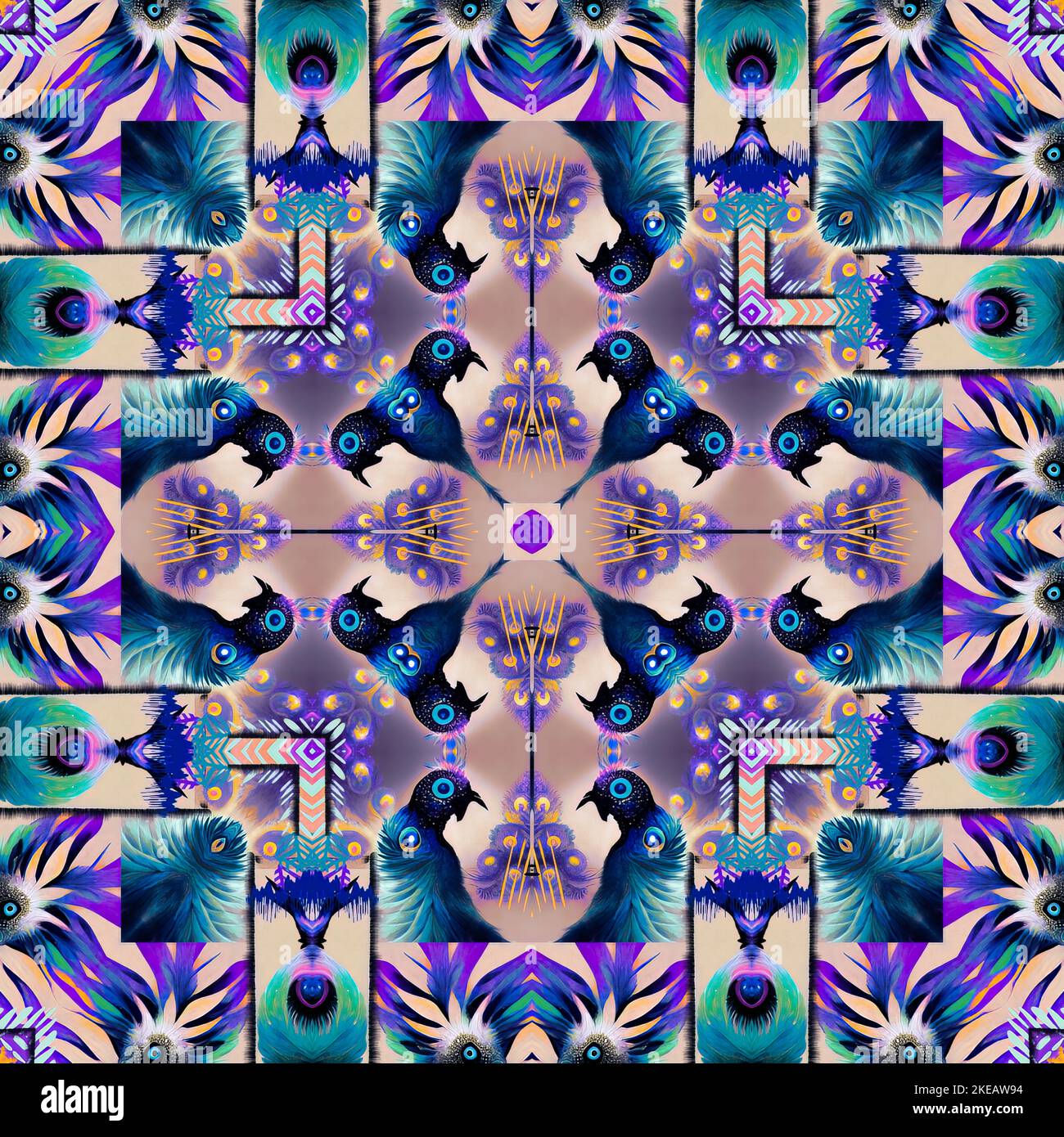 Brilliant peacock eye geometric wallpaper pattern. Elegant blur shimmer ...