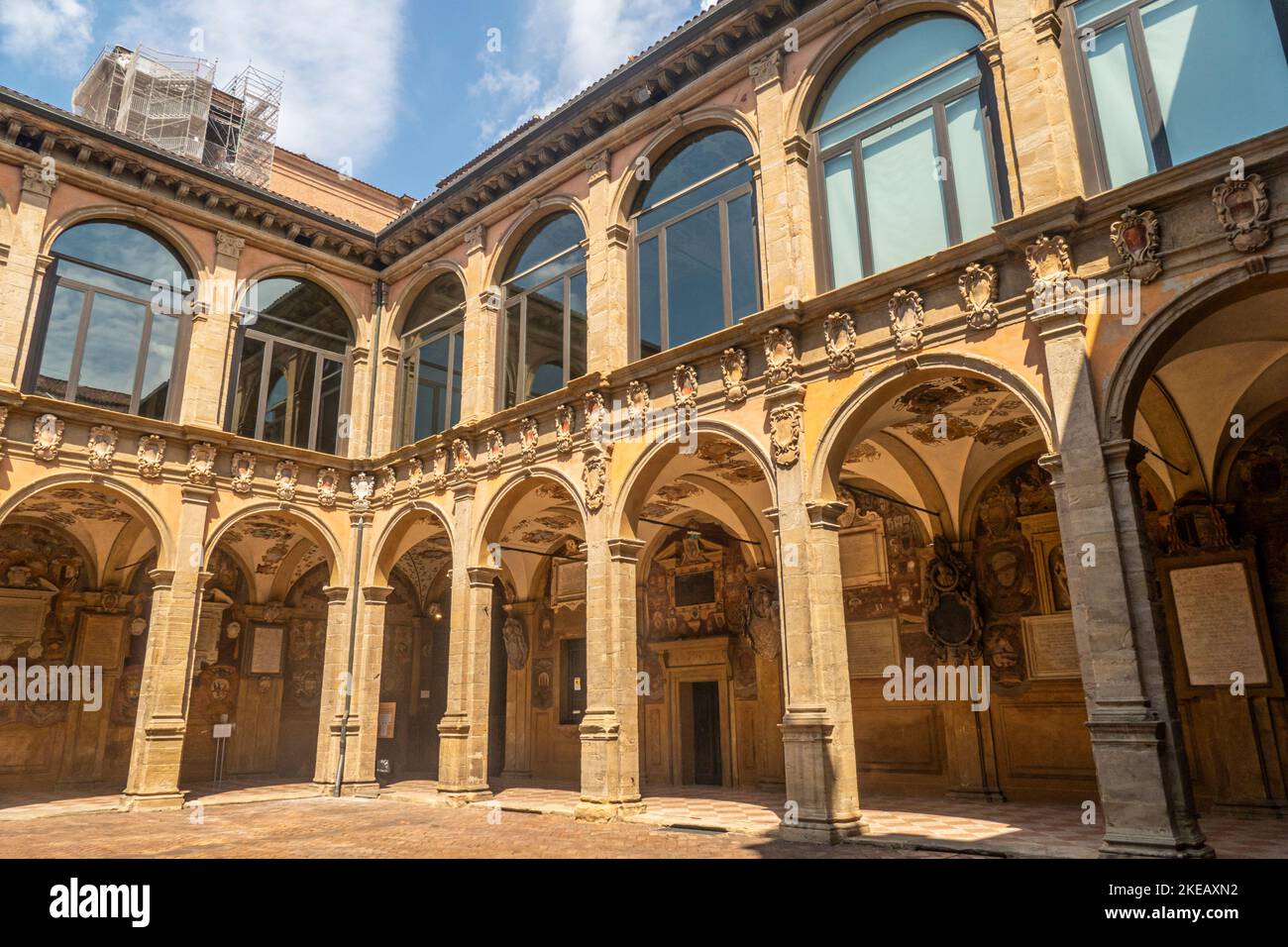 The library of Archiginnasio in Bologna Stock Photo - Alamy
