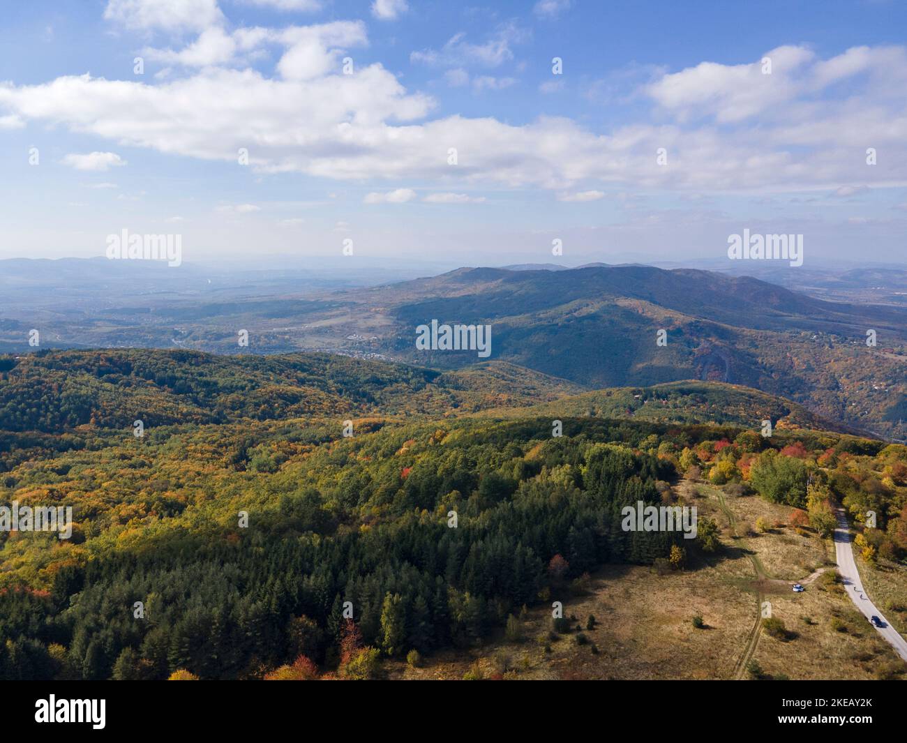Amazing Aerial Autumn view of Vitosha Mountain, Bulgaria Stock Photo ...