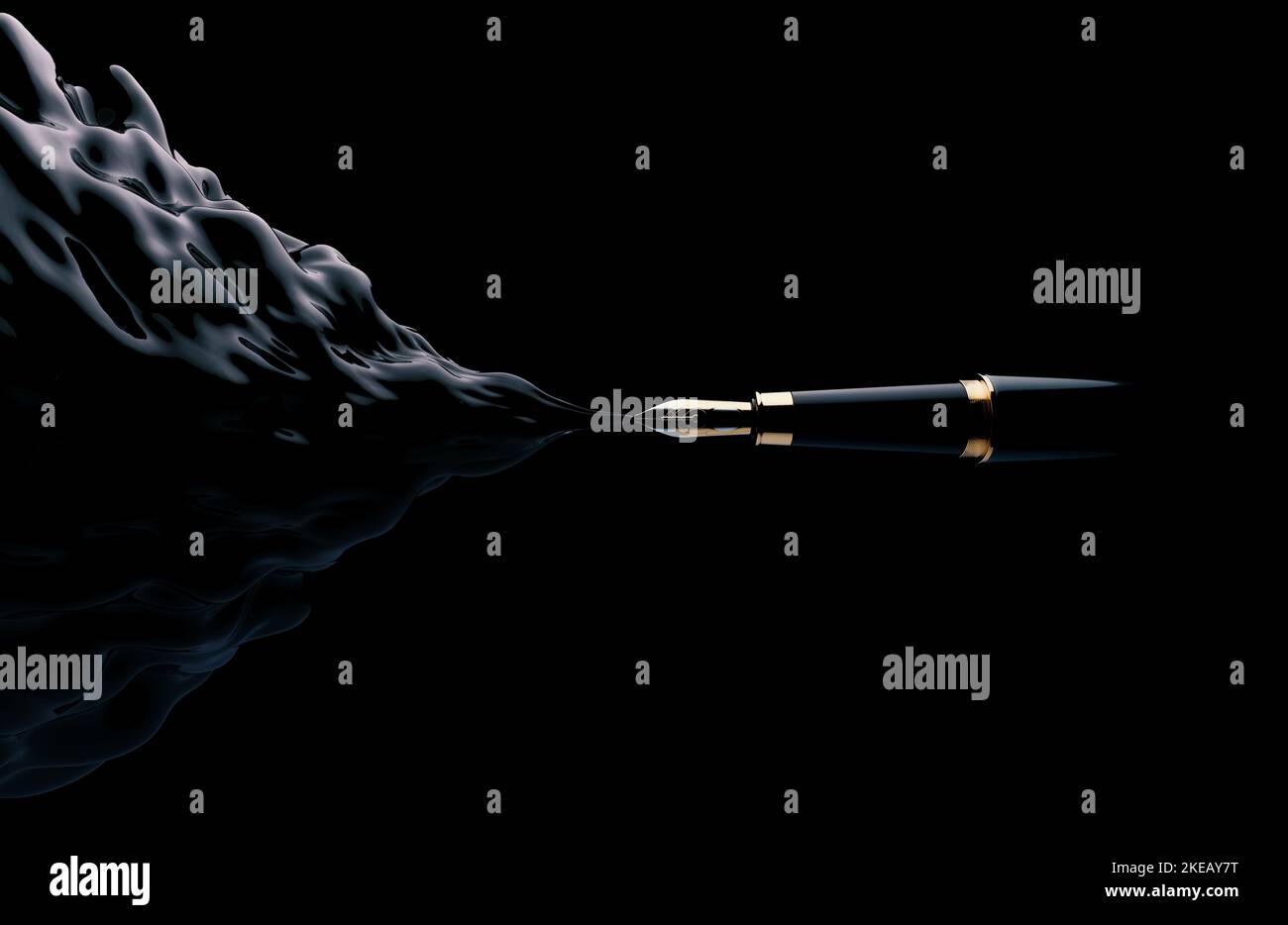 A concept showing a fountain pen jetting out a swirling plume of thick ...