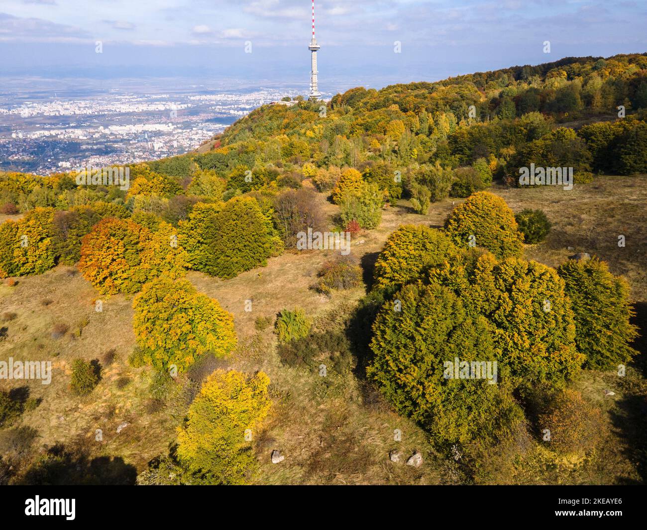 Amazing Aerial Autumn view of Vitosha Mountain, Bulgaria Stock Photo ...