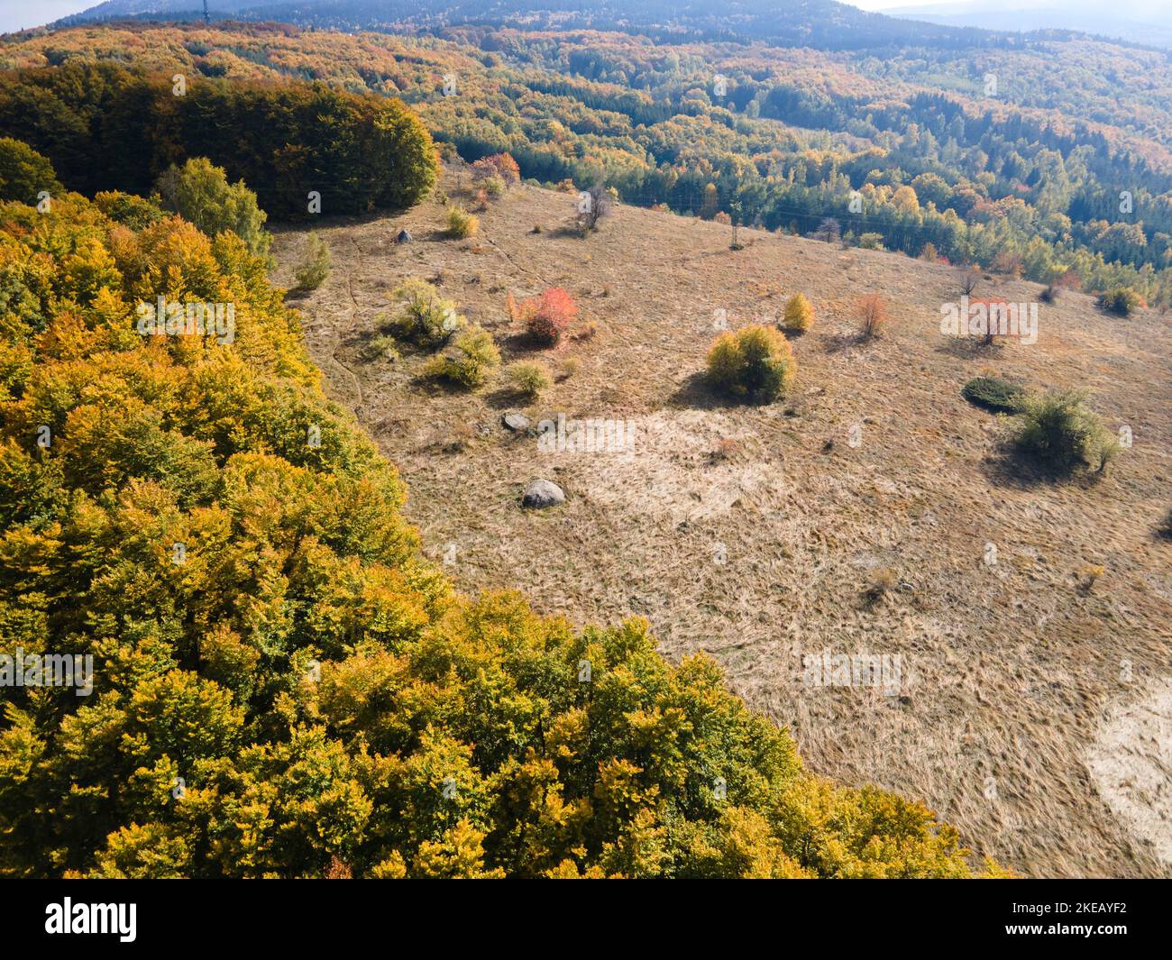 Amazing Aerial Autumn view of Vitosha Mountain, Bulgaria Stock Photo ...