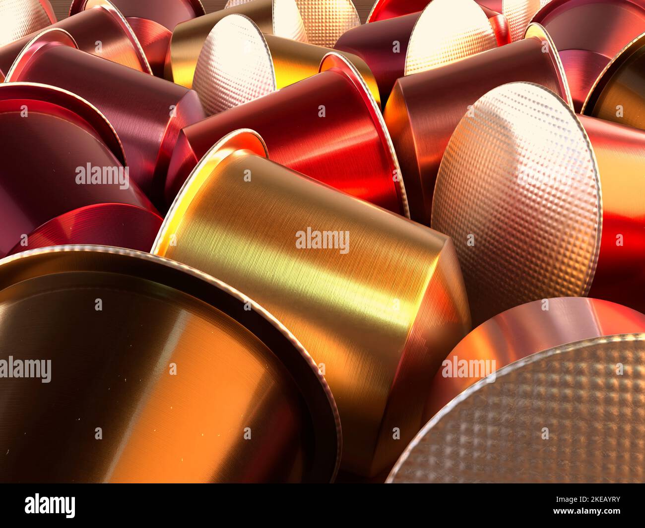 A closeup view of a collection of colorful instant espresso coffee ...