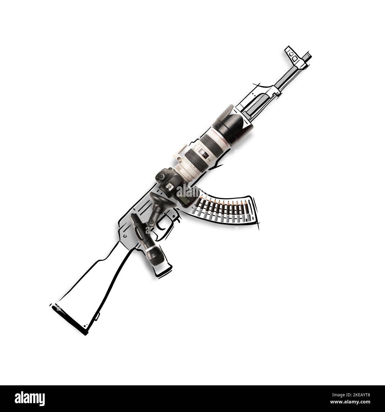 Contemporary art collage. Creative minimal design. Professional camera ...