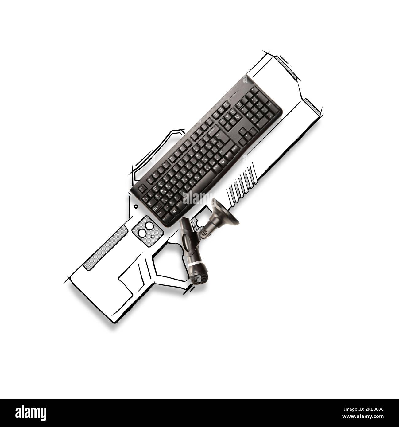 Contemporary art collage. Creative minimal design. Computer keyboard ...