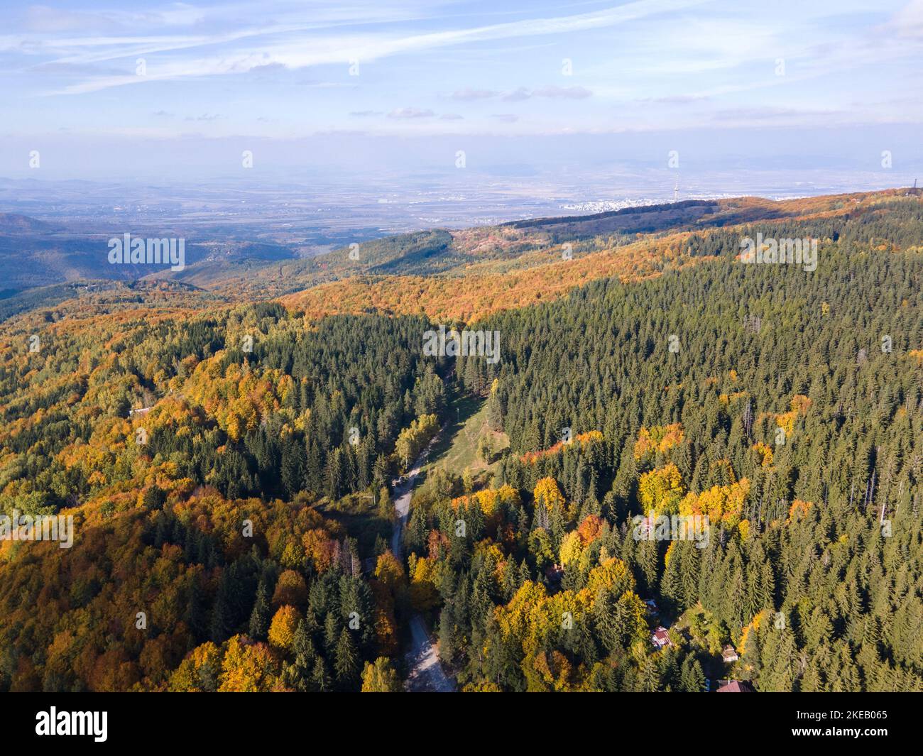 Amazing Aerial Autumn view of Vitosha Mountain, Bulgaria Stock Photo ...