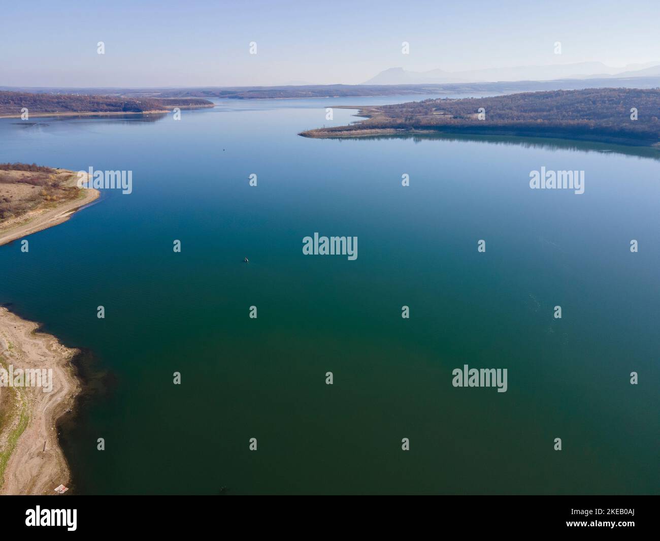 Aerial view of Ogosta Reservoir, Montana Region, Bulgaria Stock Photo ...