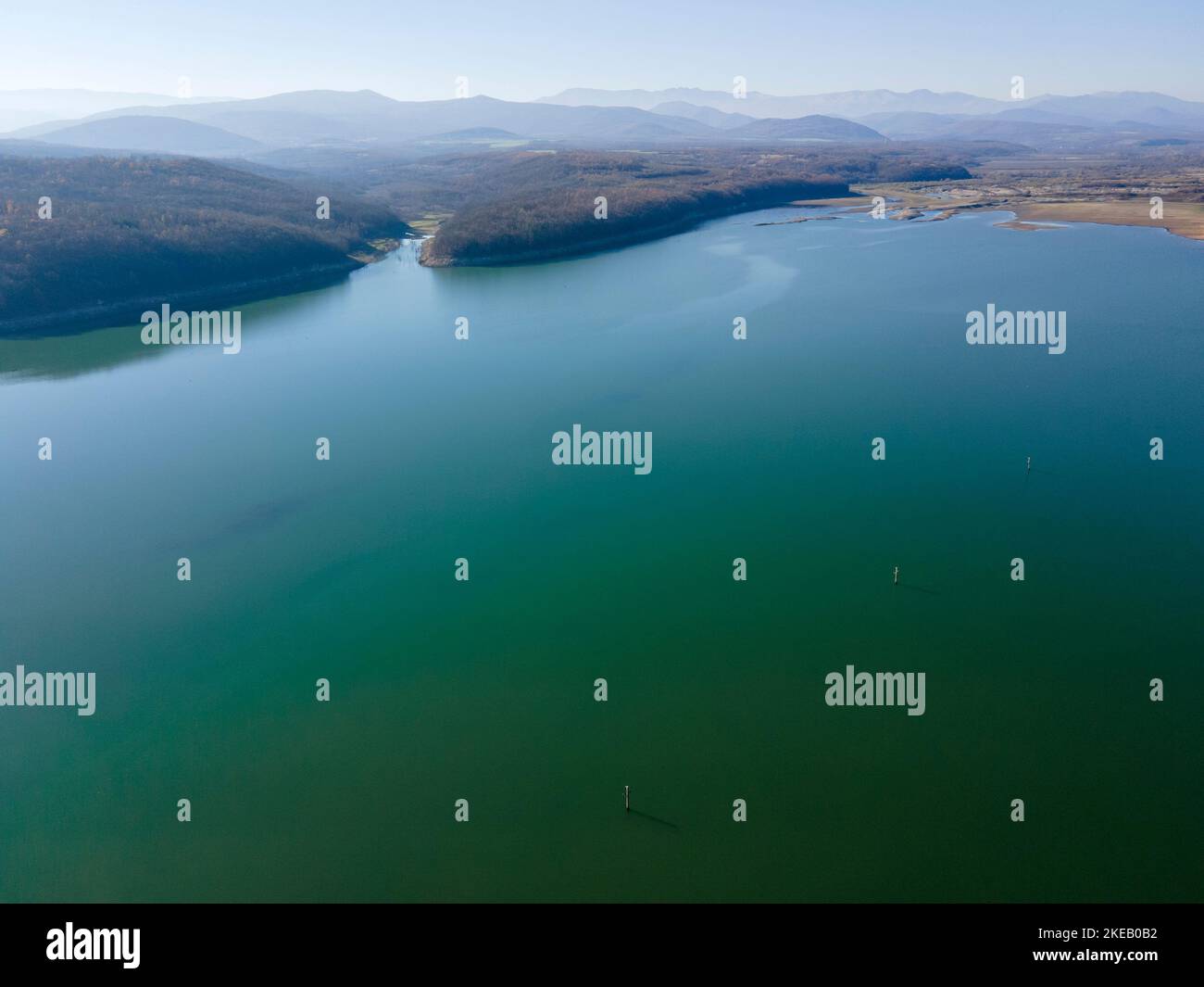 Aerial view of Ogosta Reservoir, Montana Region, Bulgaria Stock Photo ...