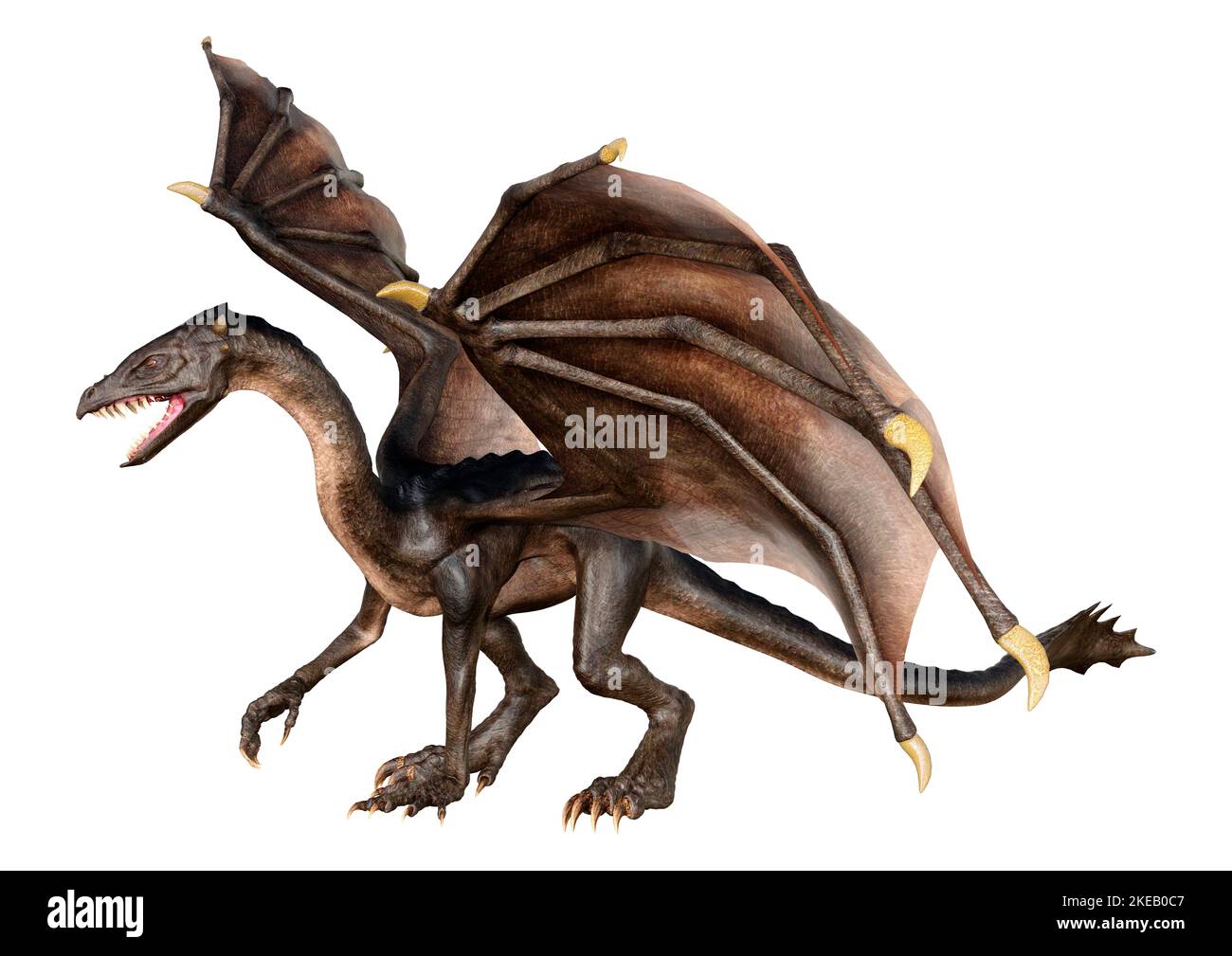 3D rendering of a fantasy dragon isolated on white background Stock ...