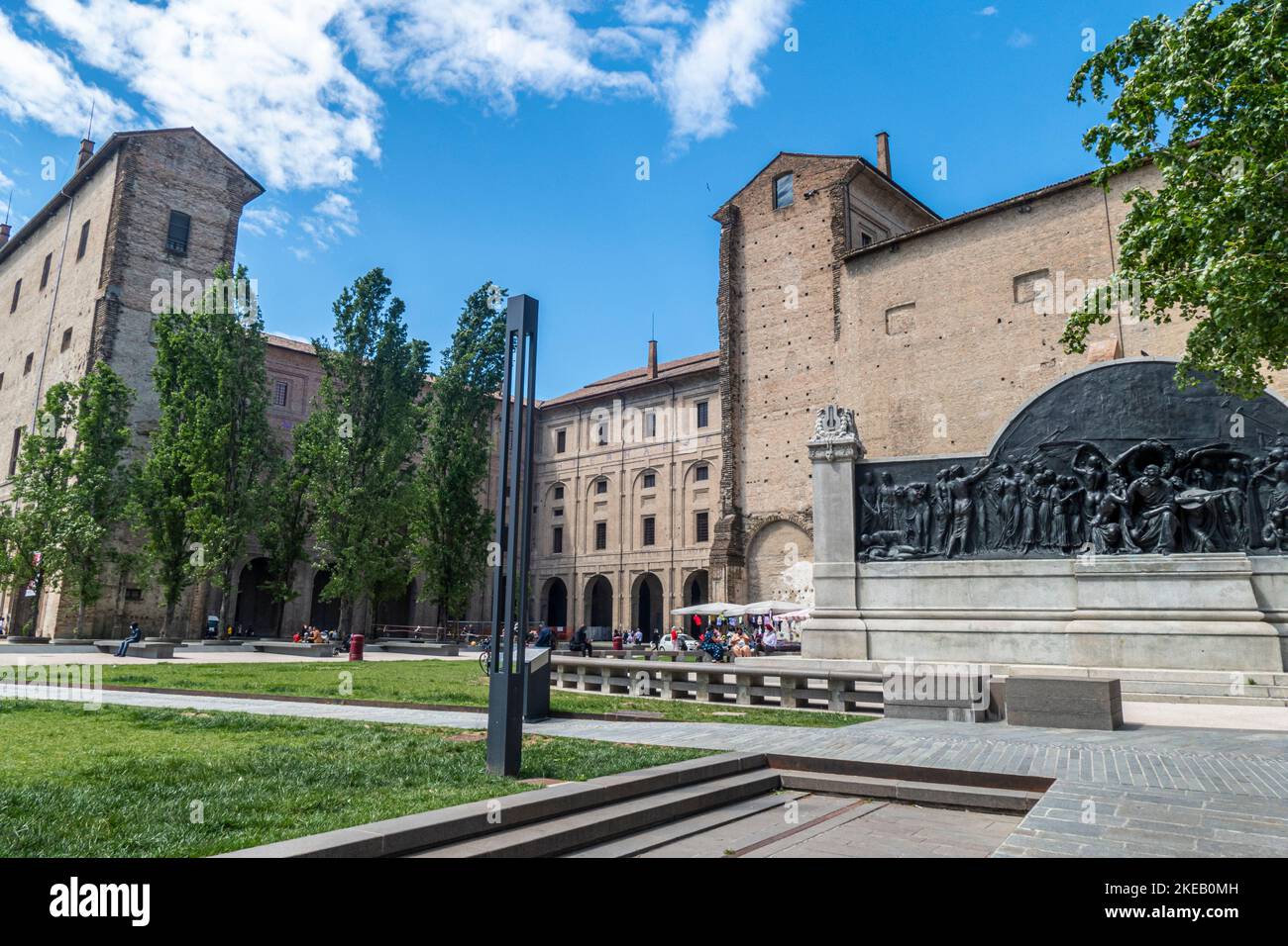 The Pilotta complex in Parma with the monument of Giuseppe Verdi Stock ...