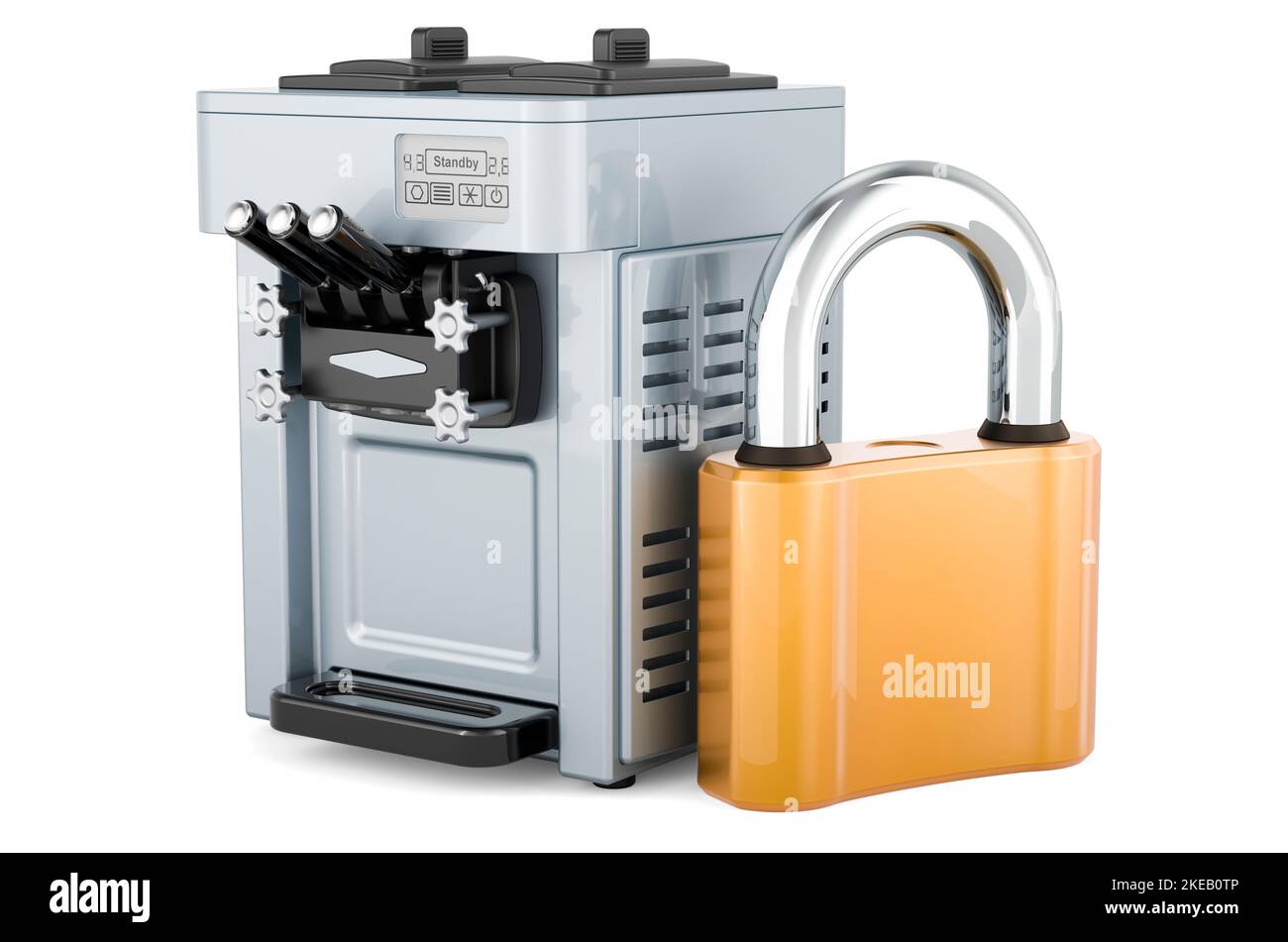 Commercial ice cream machine with padlock, 3D rendering isolated on white background Stock Photo ...