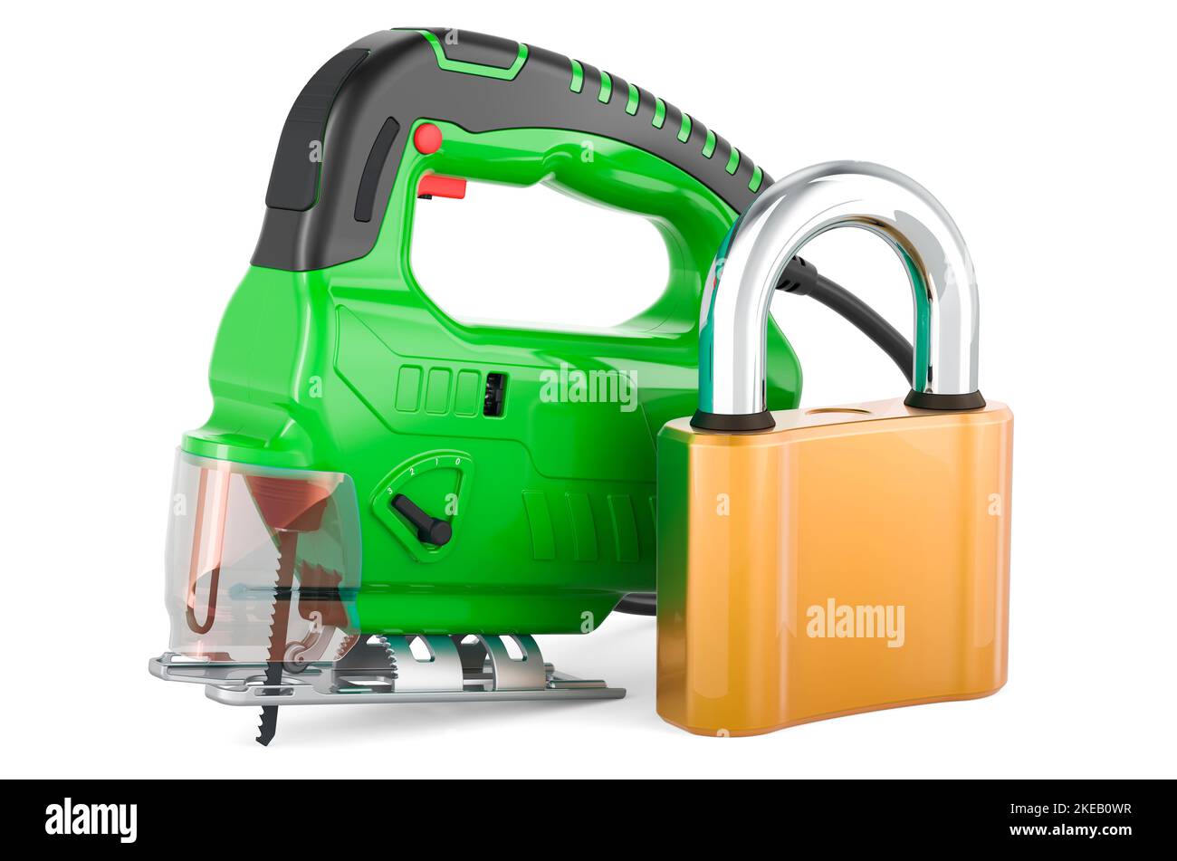 Jigsaw power with padlock, 3D rendering isolated on white background ...