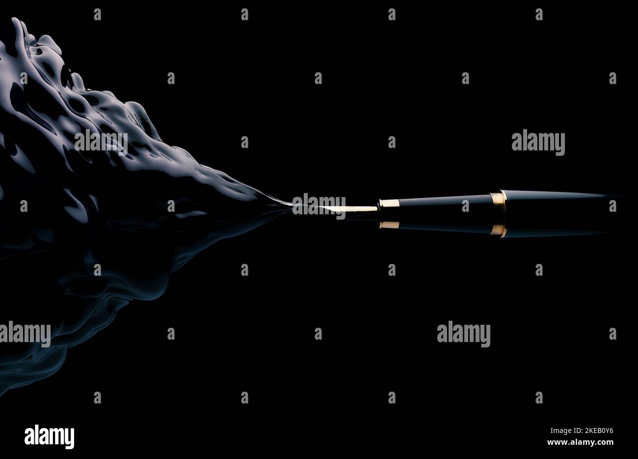 A concept showing a fountain pen jetting out a swirling plume of thick ...