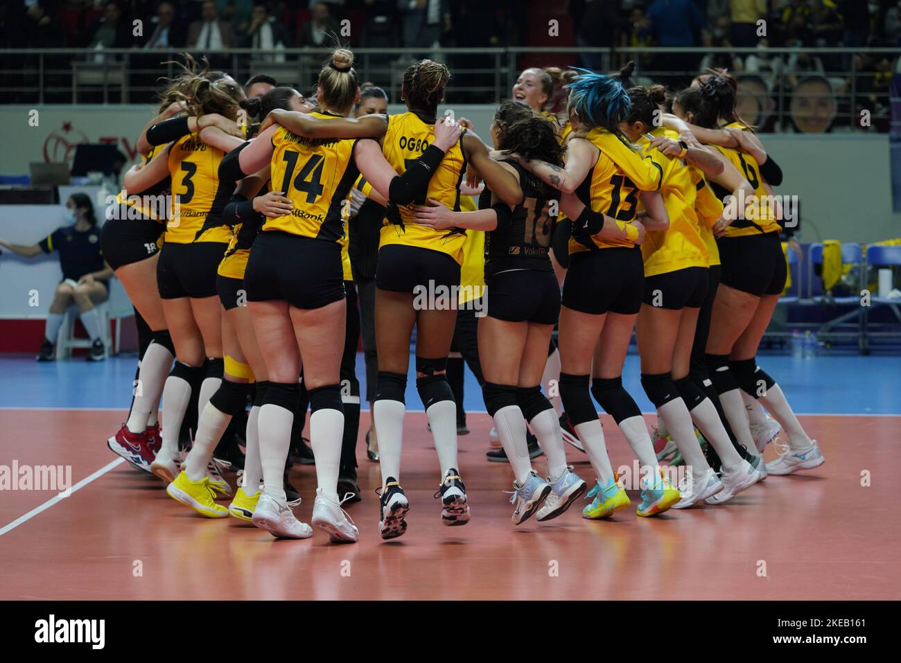 ISTANBUL, TURKEY - APRIL 06, 2022: Vakifbank players celebrating ...