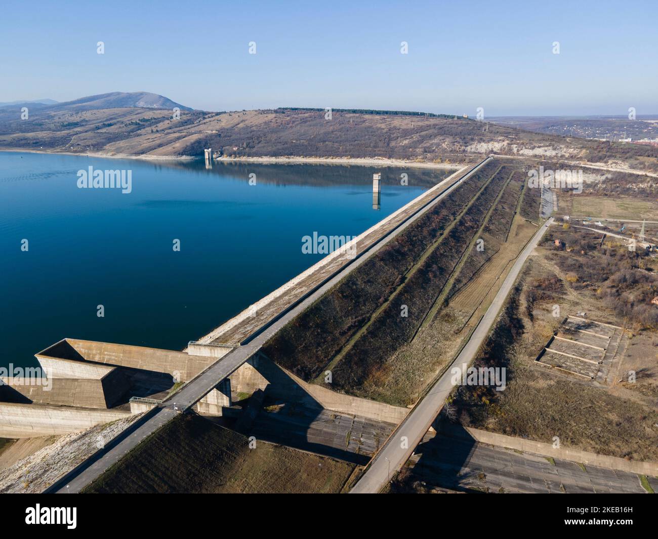 Aerial view of Ogosta Reservoir, Montana Region, Bulgaria Stock Photo ...