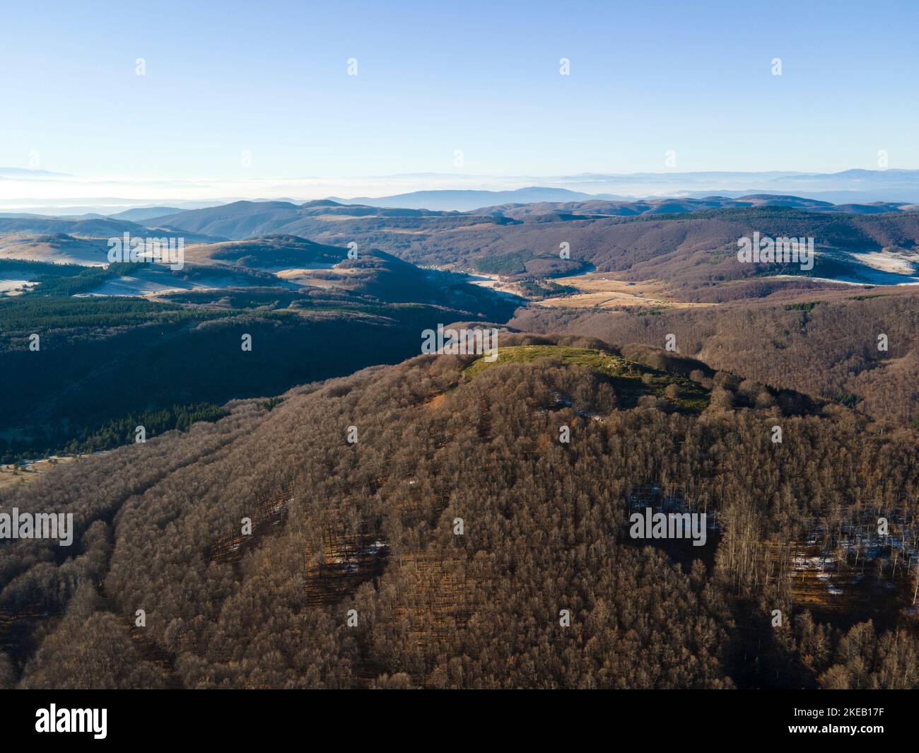Aerial Autumn view of Petrohan Pass, Balkan Mountains, Bulgaria Stock ...