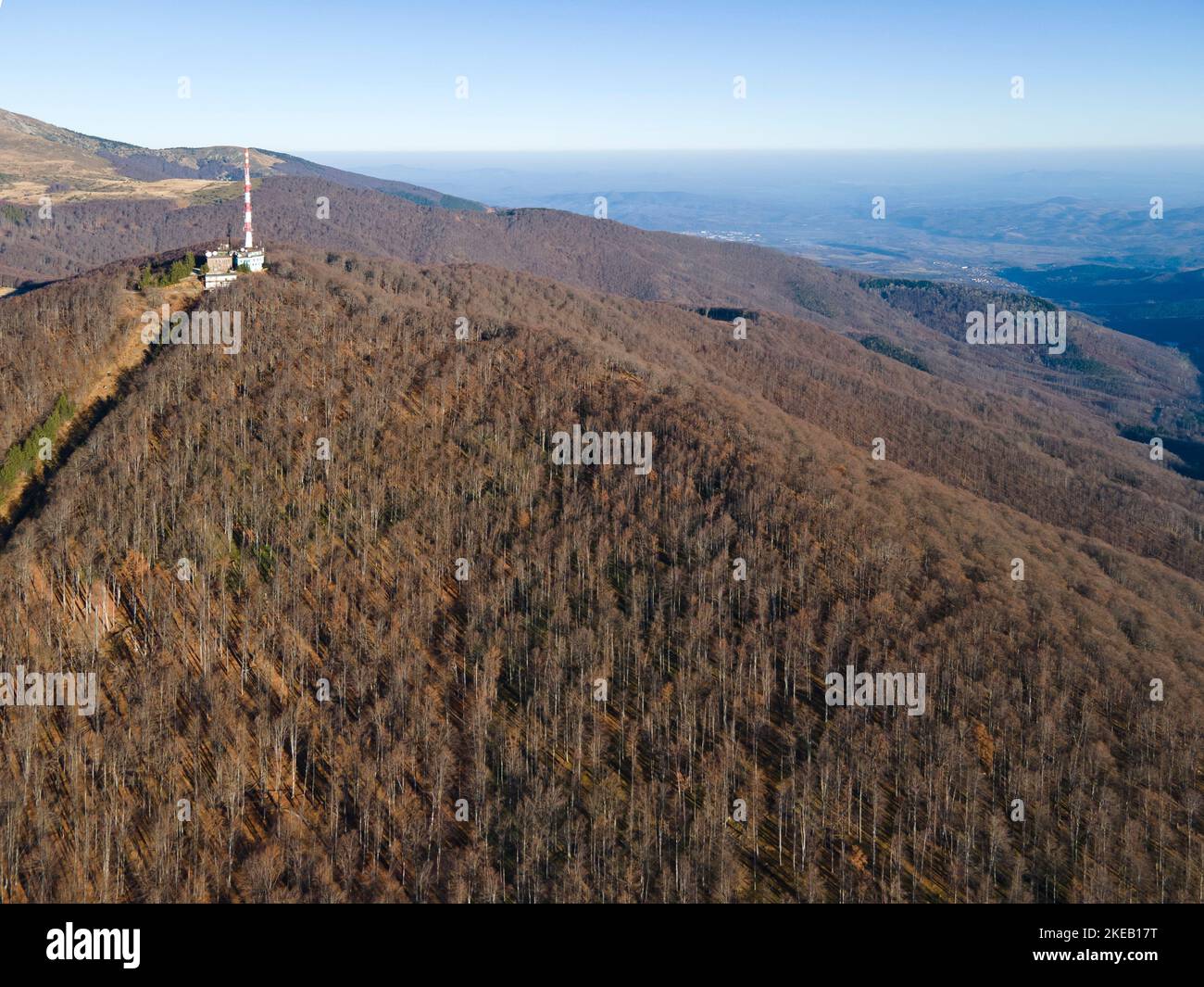 Aerial Autumn view of Petrohan Pass, Balkan Mountains, Bulgaria Stock ...