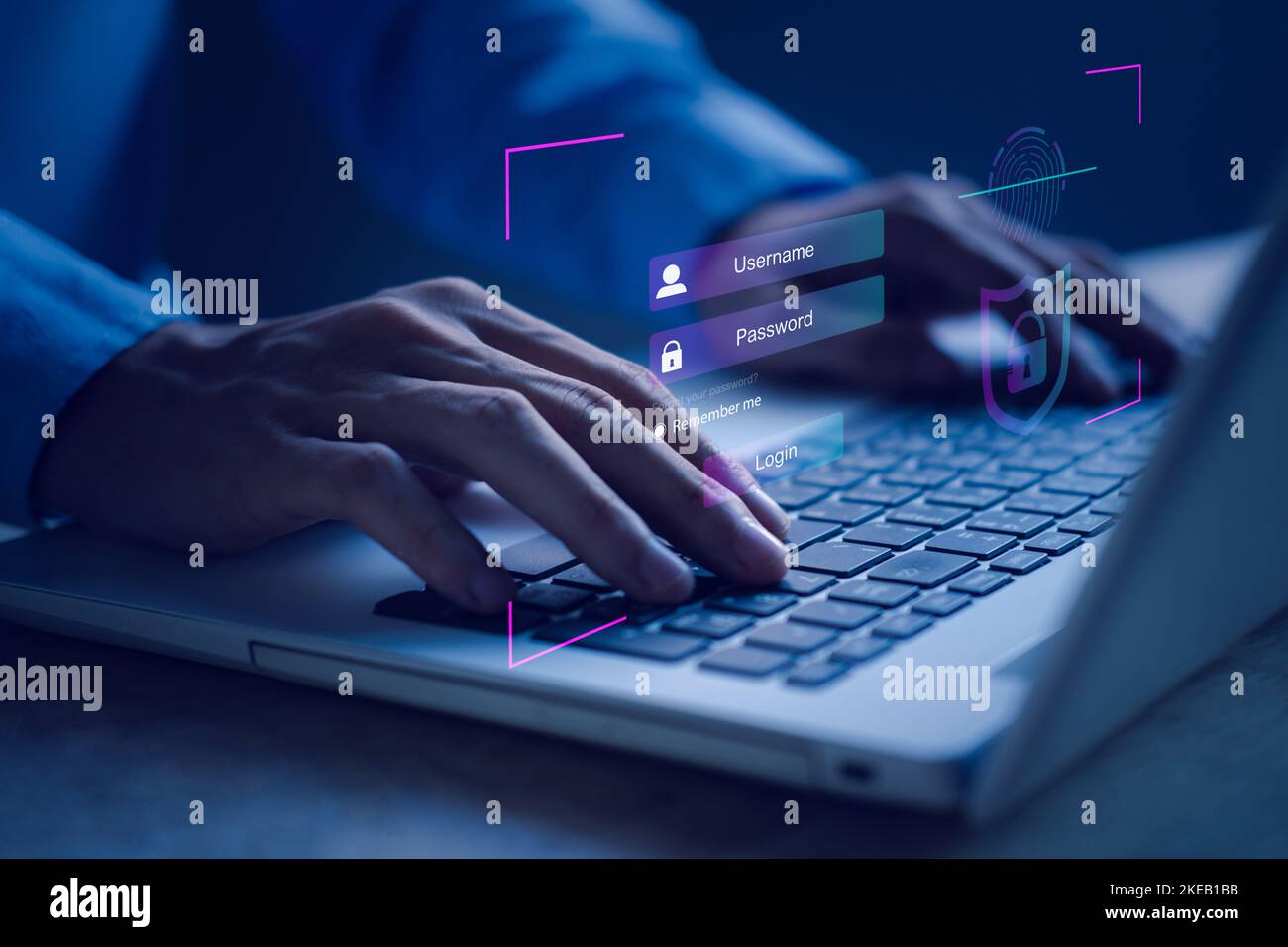 Username and password (Login) with biometric identification fingerprint ...