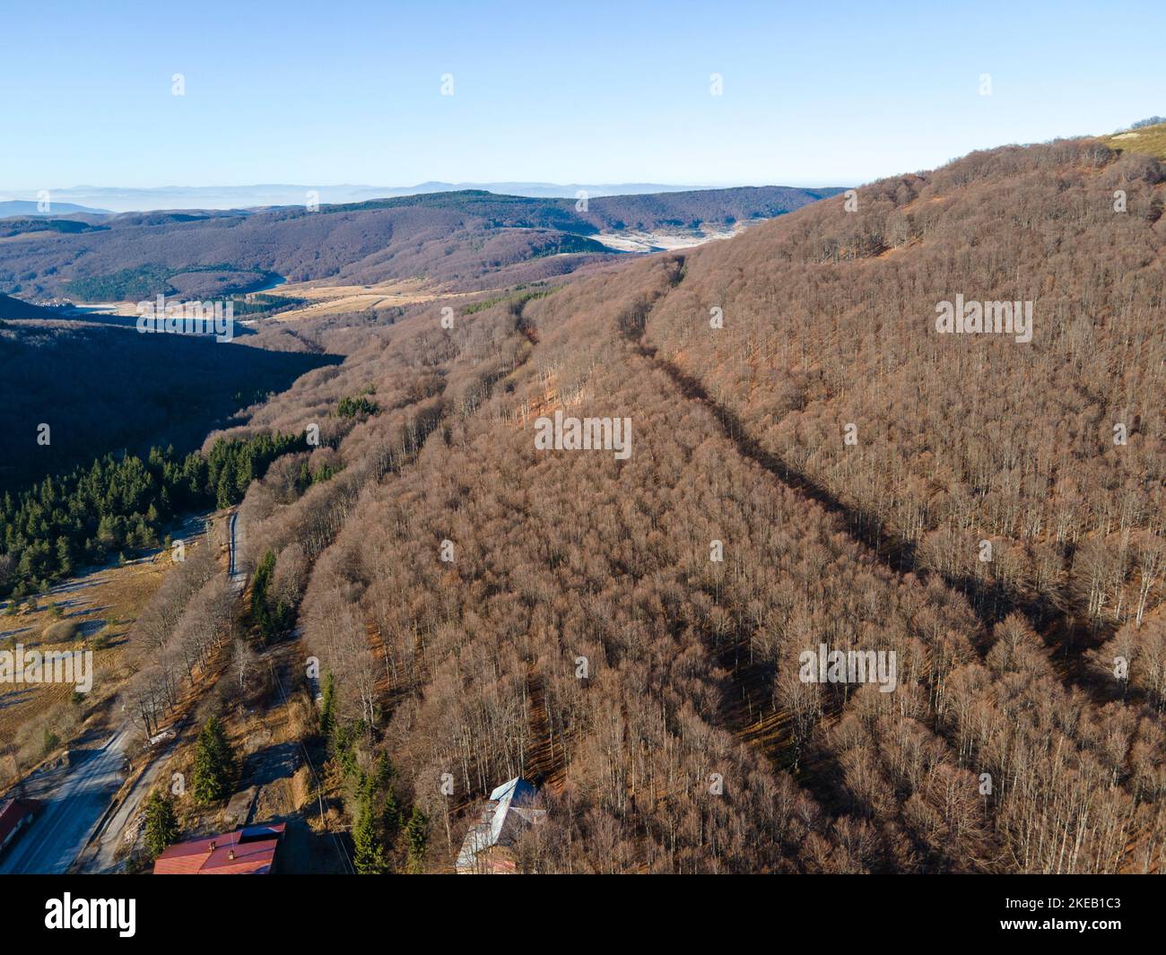 Aerial Autumn view of Petrohan Pass, Balkan Mountains, Bulgaria Stock ...