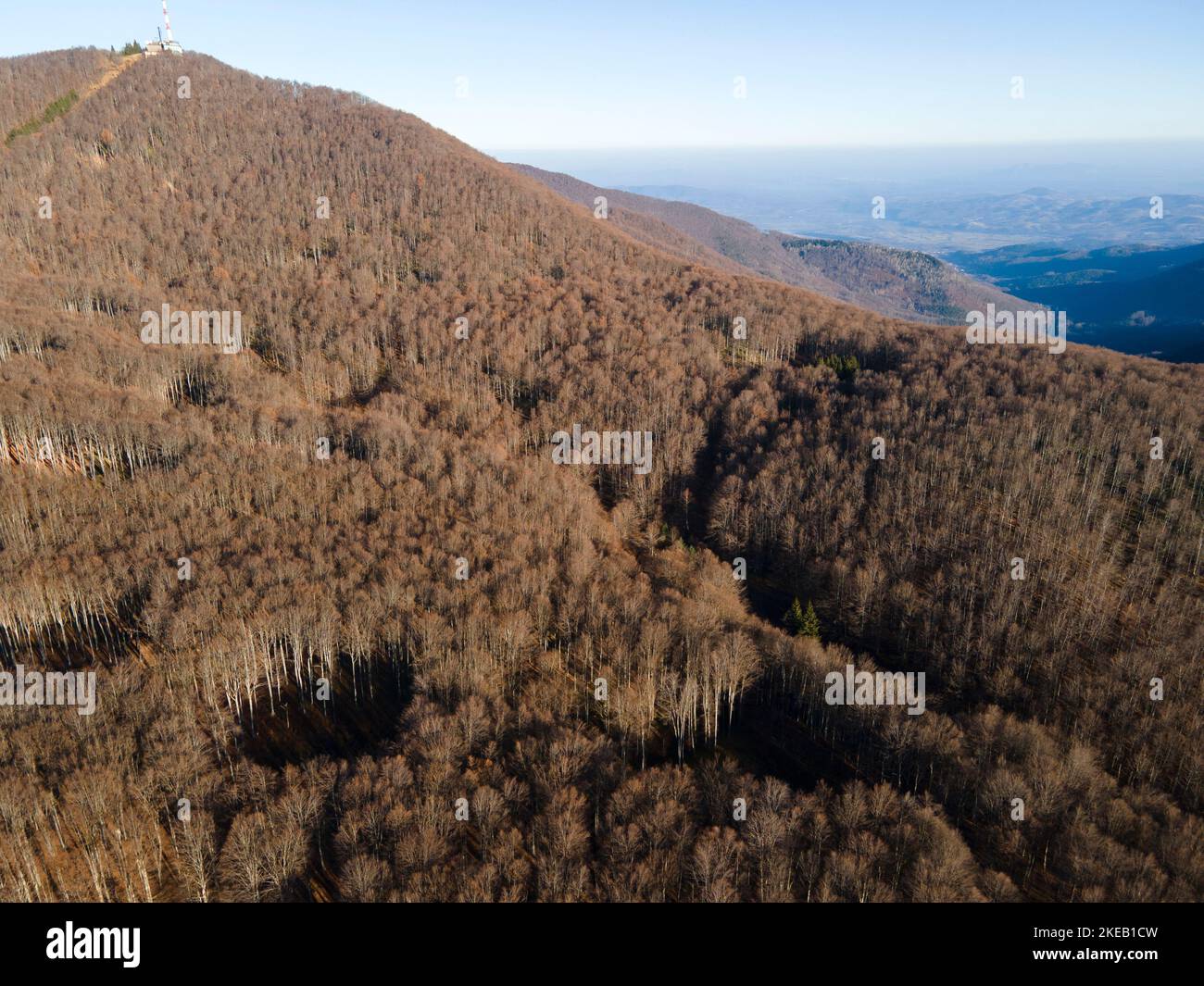 Aerial Autumn view of Petrohan Pass, Balkan Mountains, Bulgaria Stock ...
