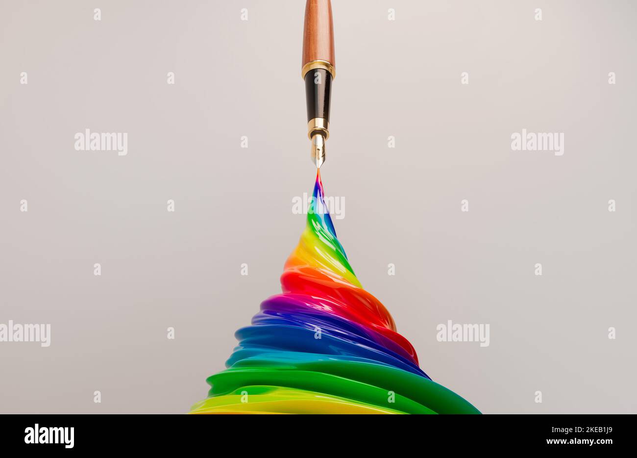 A concept showing a fountain pen jetting out a swirling plume of thick ...