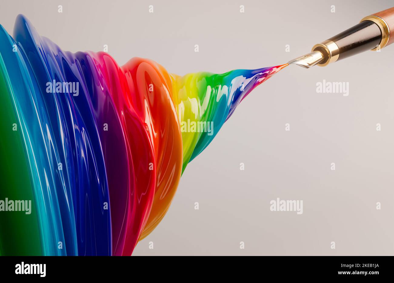 A concept showing a fountain pen jetting out a swirling plume of thick ...