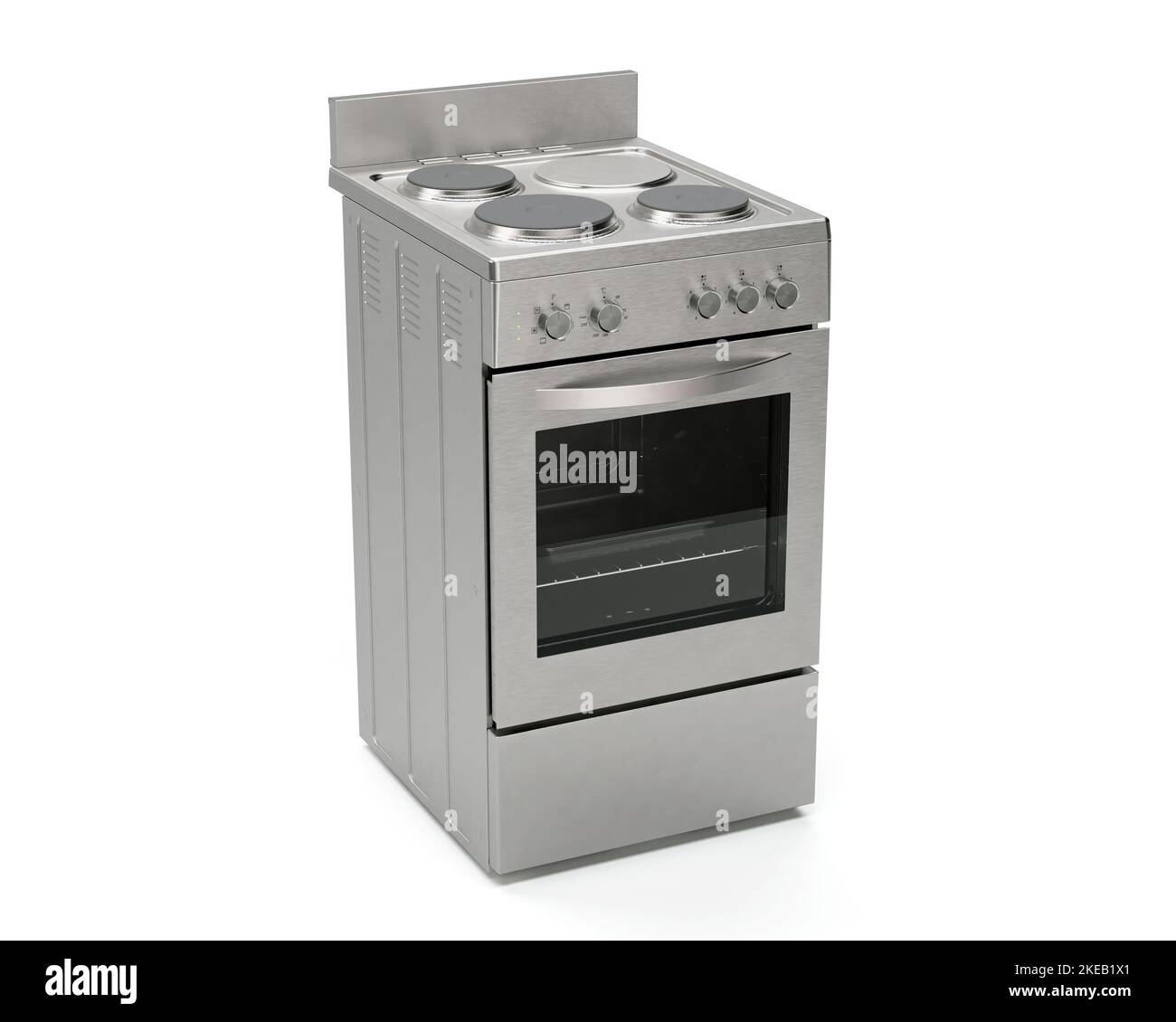 A brushed aluminum generic unbranded freestanding household stove and ...