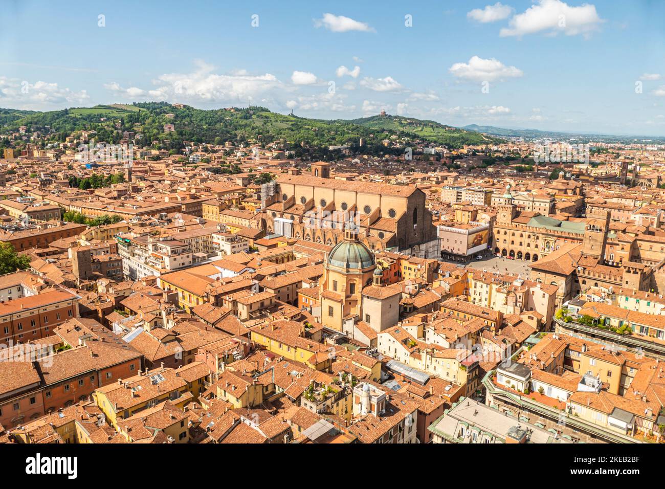 Bologna, Italy: 04-15-2021: Aerial view of Bologna with the beautiful ...