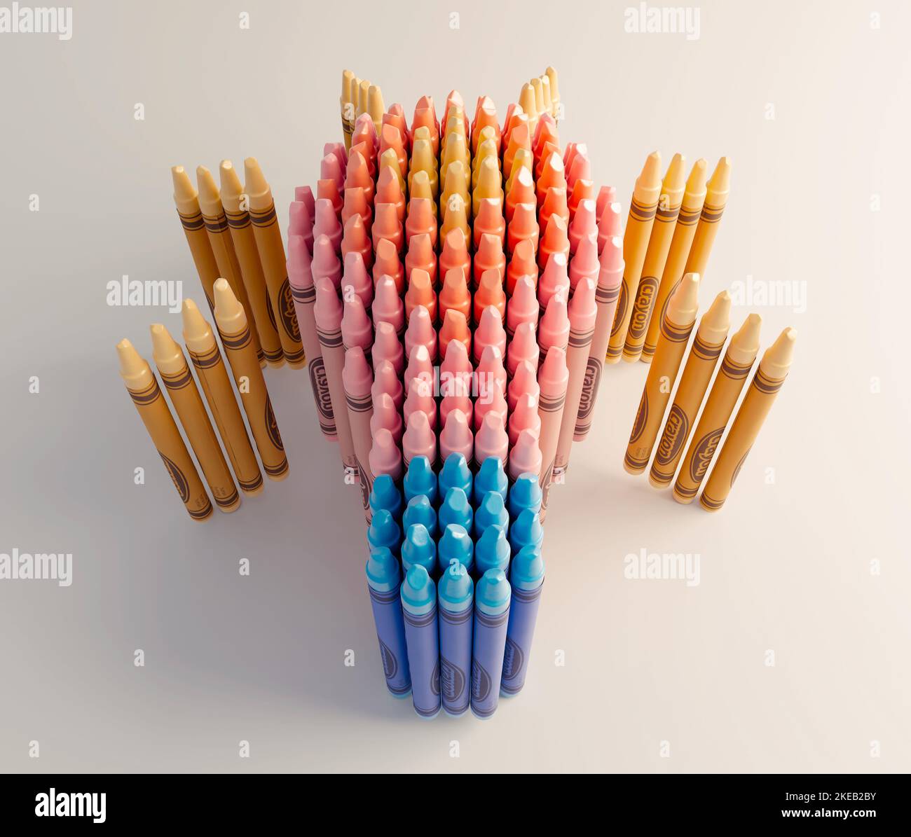 A light bulb shape made out of kids wax crayons depicting creativity on ...