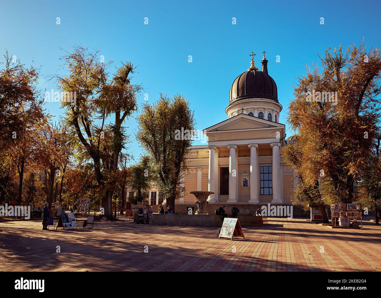 Autumn urban landscape the city center with Orthodox Cathedral in ...