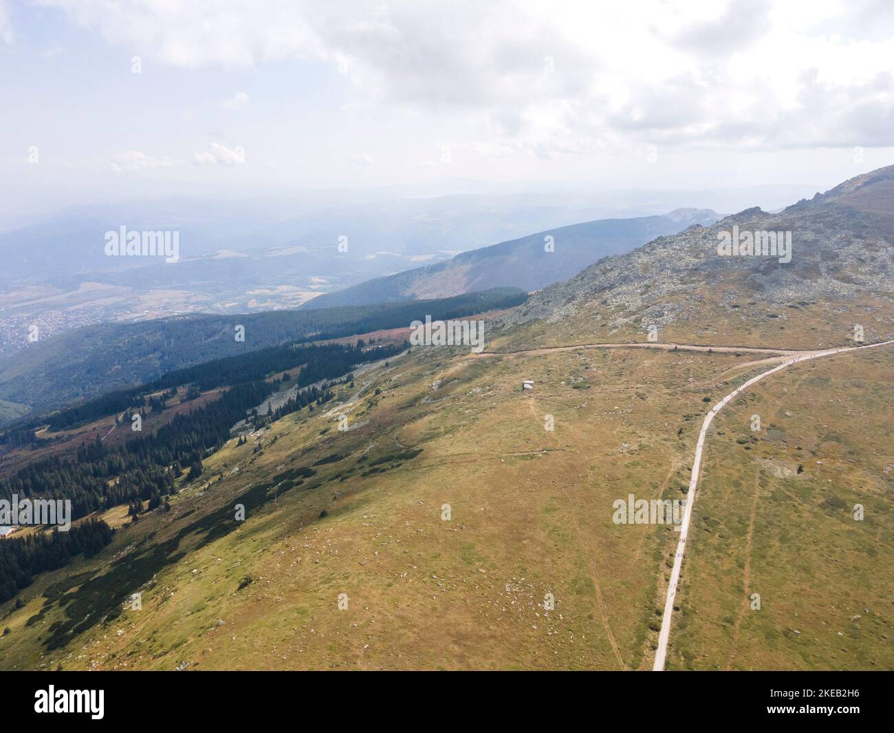 Aerial view of of Vitosha Mountain near Cherni Vrah Peak, Sofia City ...