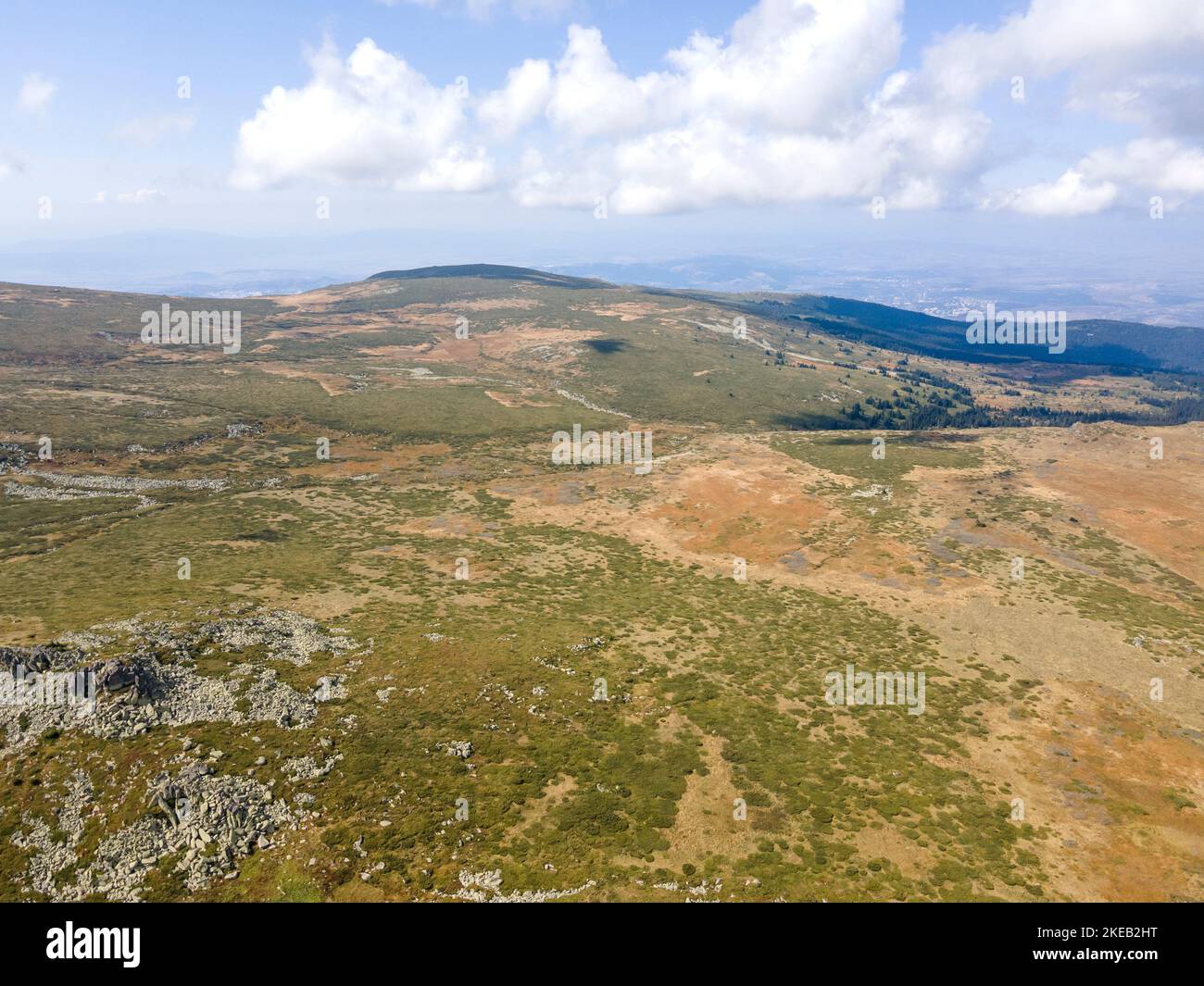 Aerial view of of Vitosha Mountain near Cherni Vrah Peak, Sofia City ...