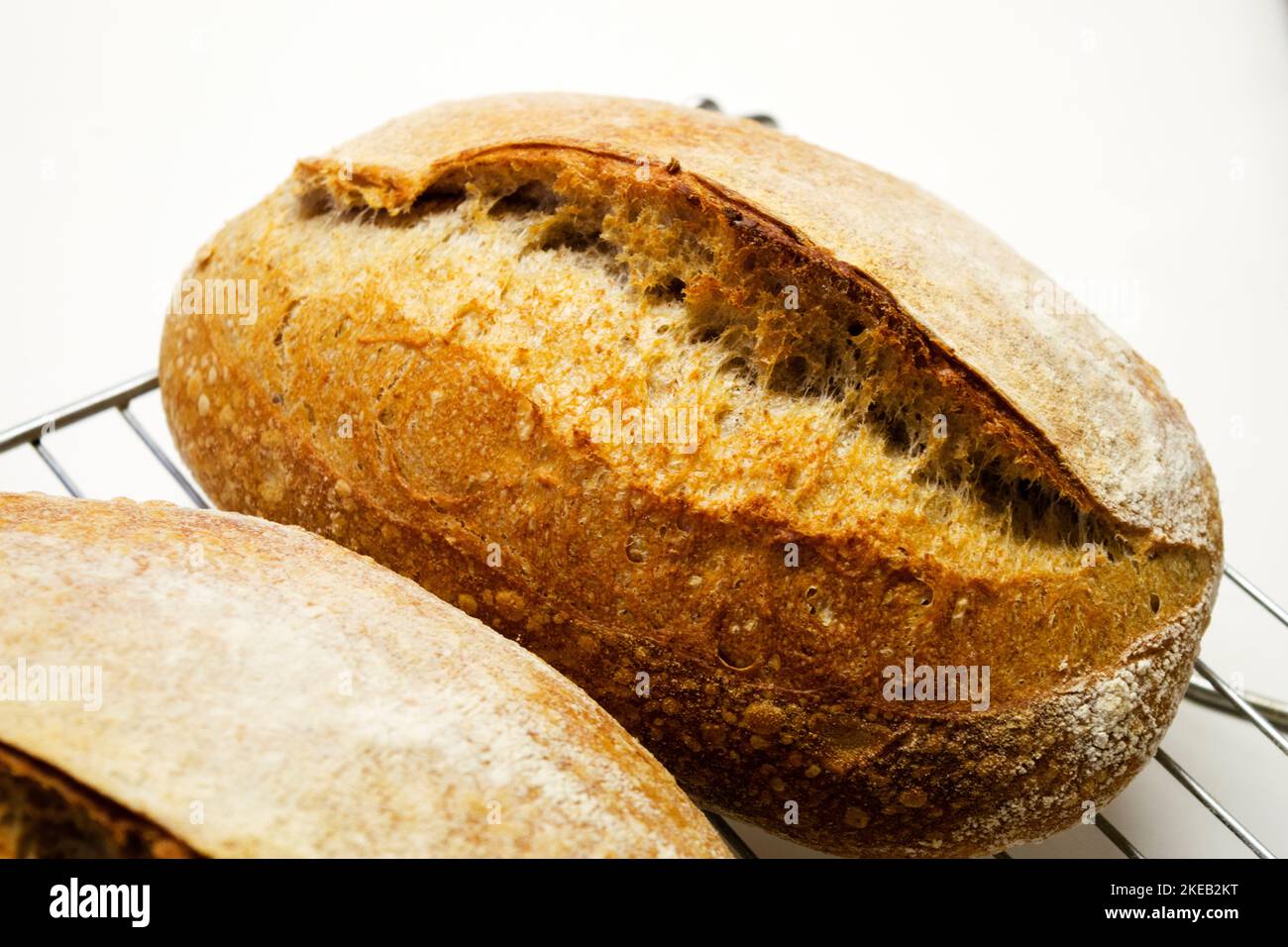 Fresh sourdough bread with crunchy crust and soft and savory inside ...