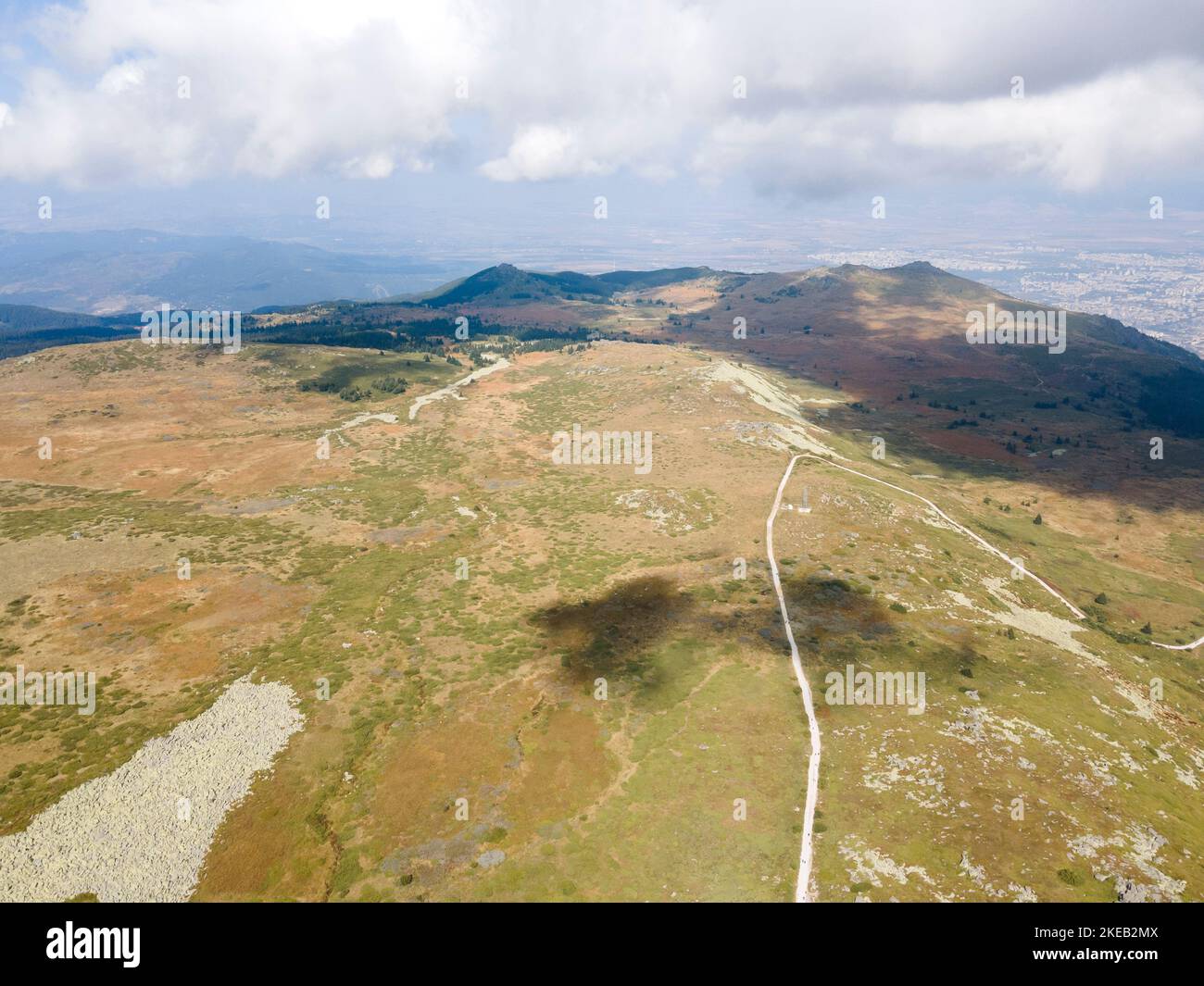 Aerial view of of Vitosha Mountain near Cherni Vrah Peak, Sofia City ...