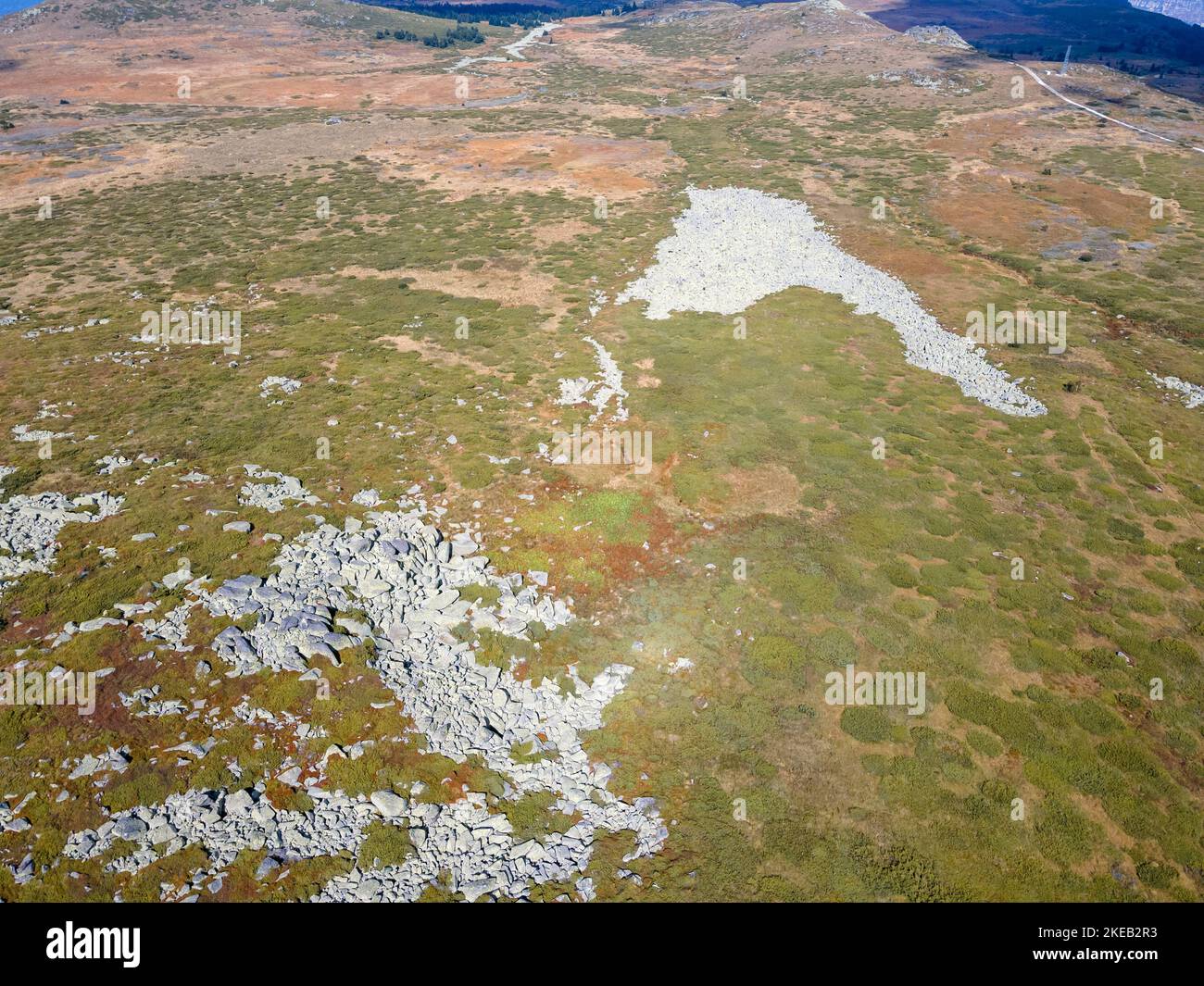 Aerial view of of Vitosha Mountain near Cherni Vrah Peak, Sofia City ...