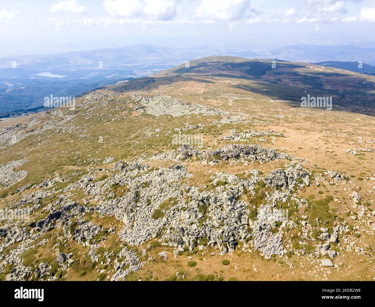 Aerial view of of Vitosha Mountain near Cherni Vrah Peak, Sofia City ...