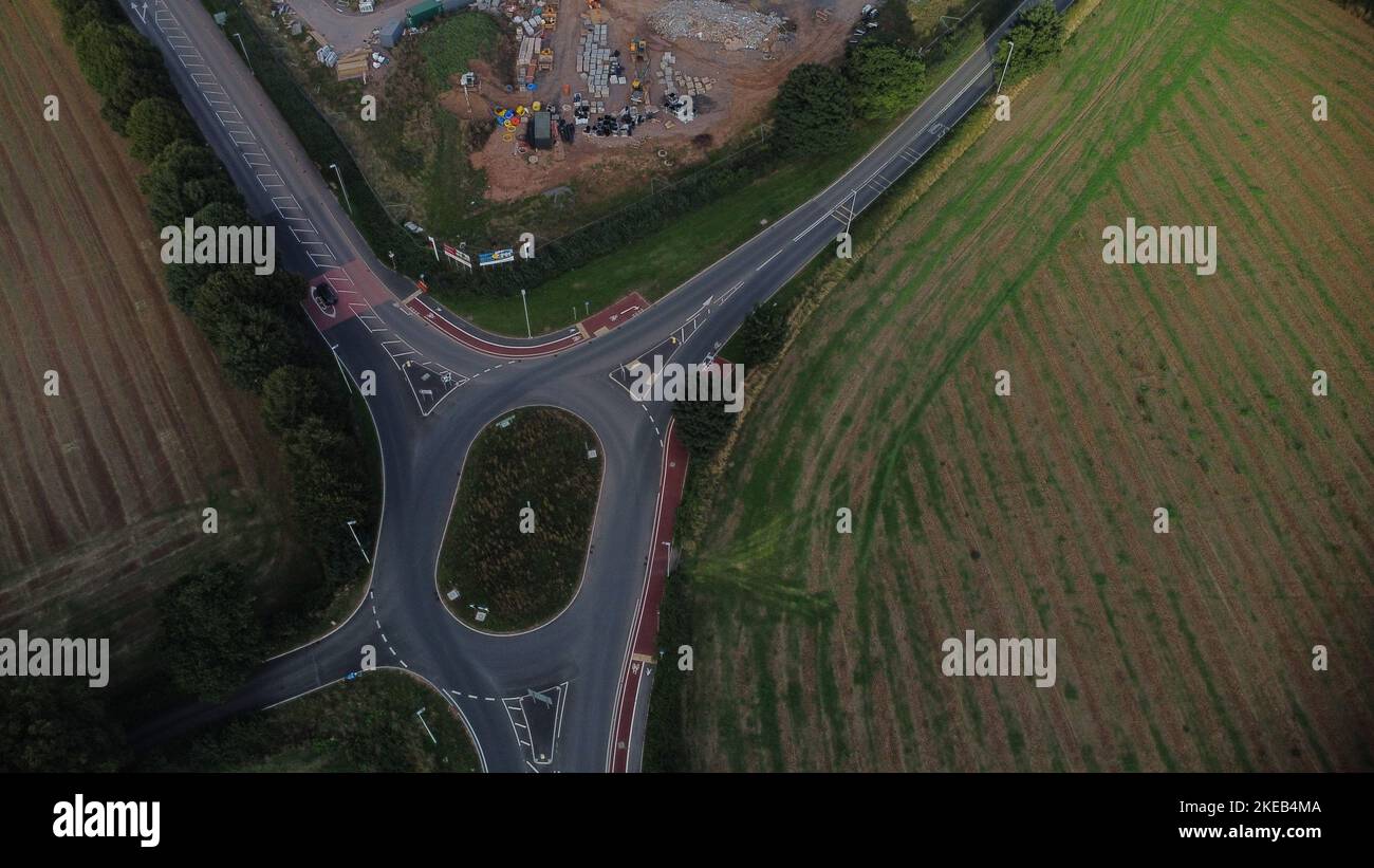 Roundabout intersection road traffic field hi-res stock photography and ...