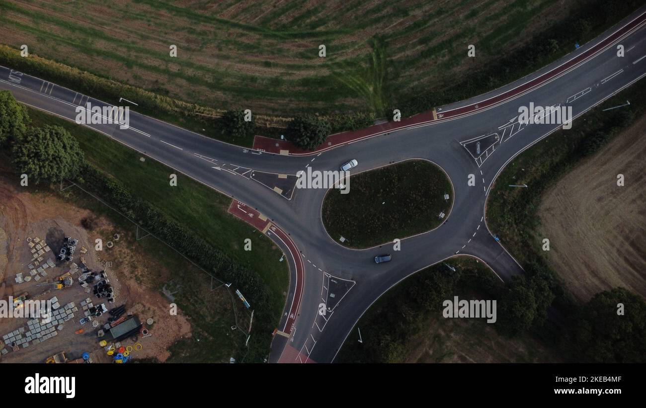 Roundabout intersection road traffic field hi-res stock photography and ...