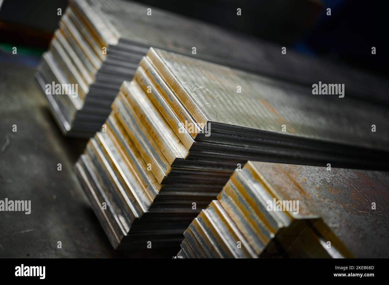 Steel details with ground edges and corners in storage Stock Photo - Alamy