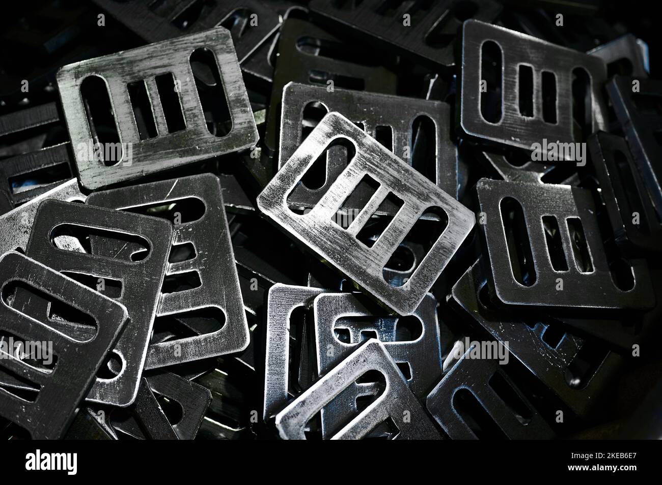 Rectangle steel details with cutoffs pile as background Stock Photo - Alamy