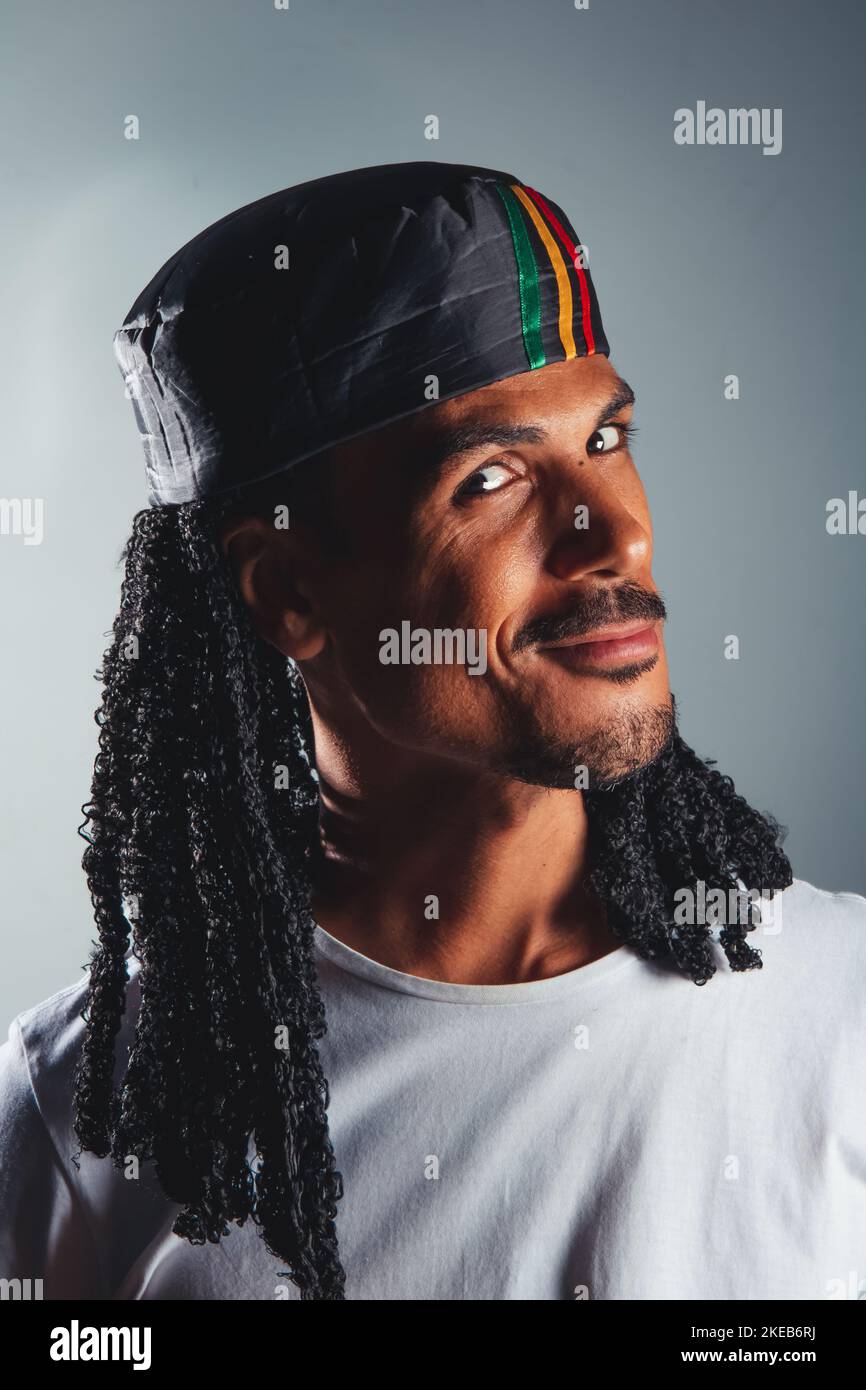 Handsome Black Raggae Musician Man With Isolated. Portrait of Raggae ...