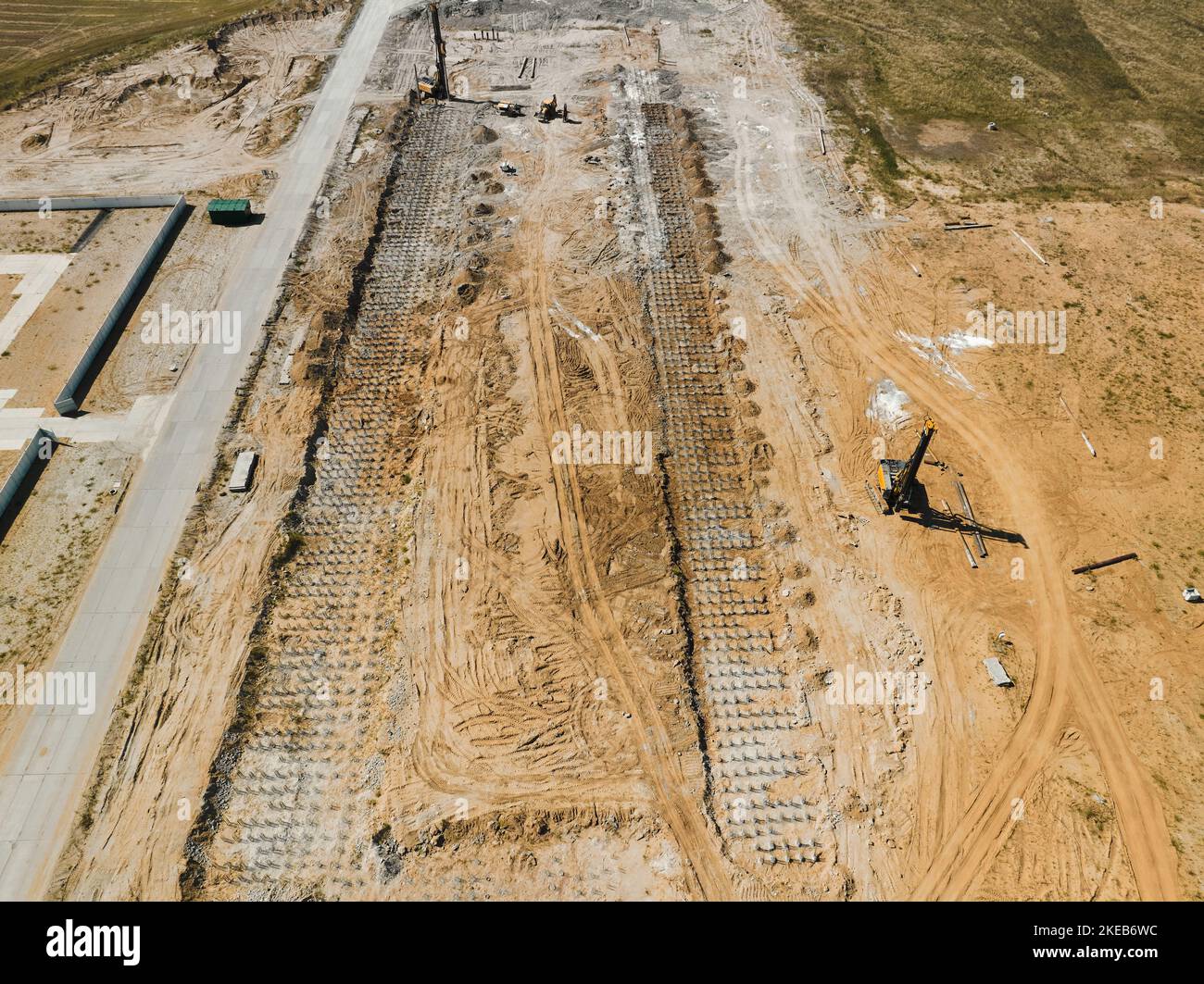 Empty pile field prepared for construction of new mine Stock Photo - Alamy