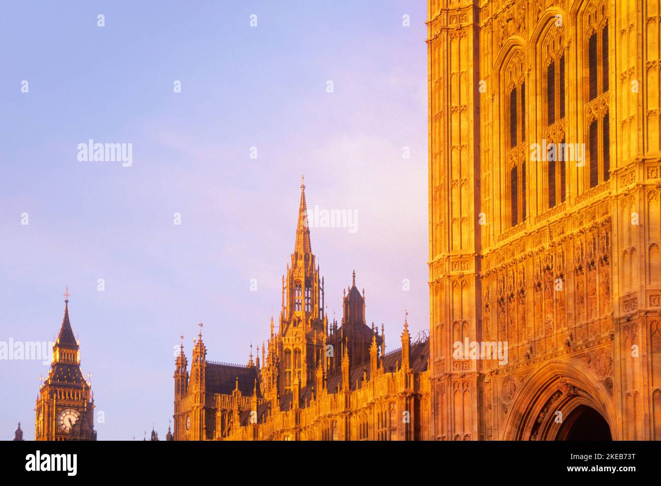 House of Parliament London England at sunset. Big Ben clock tower ...