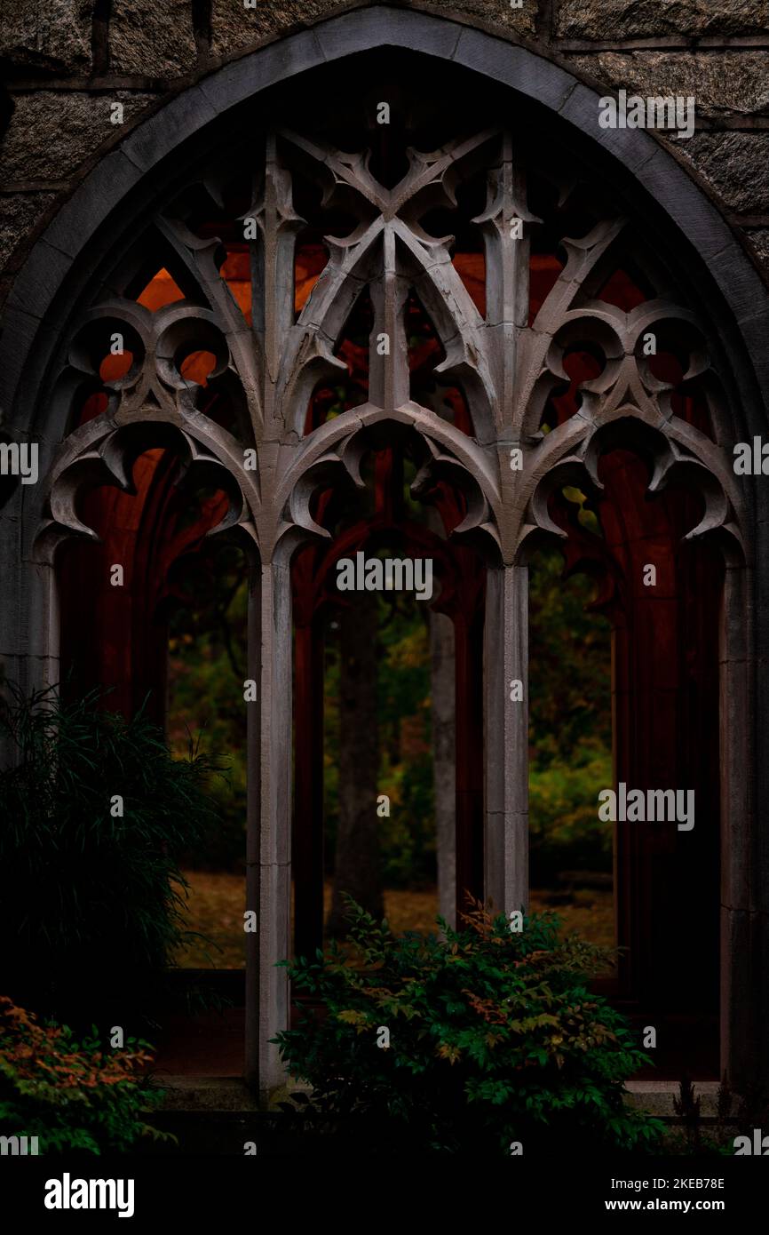 view of fall scene through window Stock Photo - Alamy