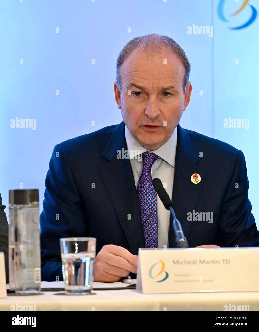 Irish Taoiseach Micheal Martin speaks during a press conference at the ...